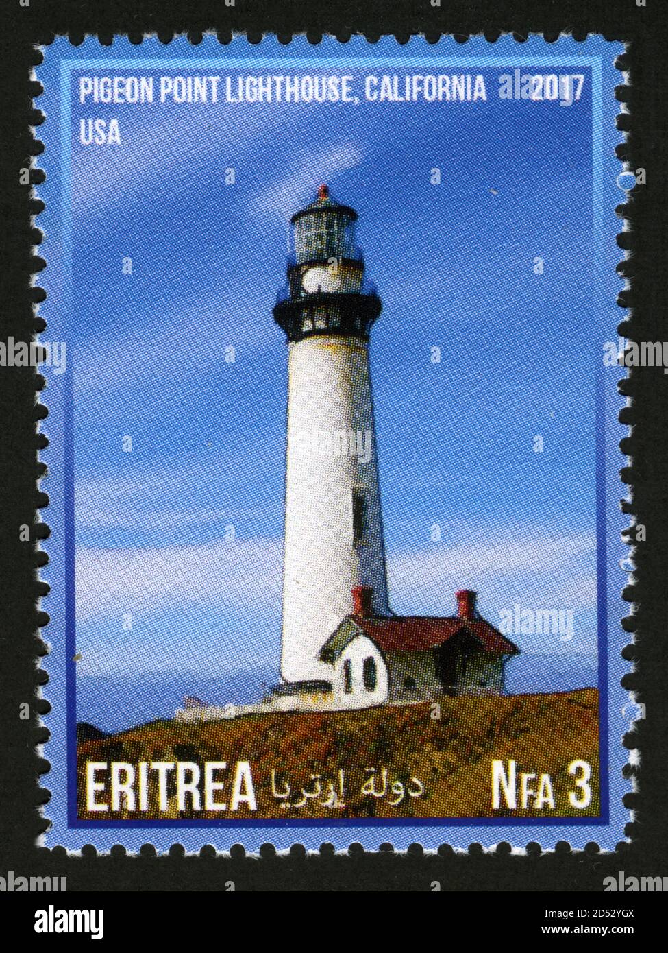 Stamp print in Eritrea,lighthouses,Pigeon Point lighthouse,California ...