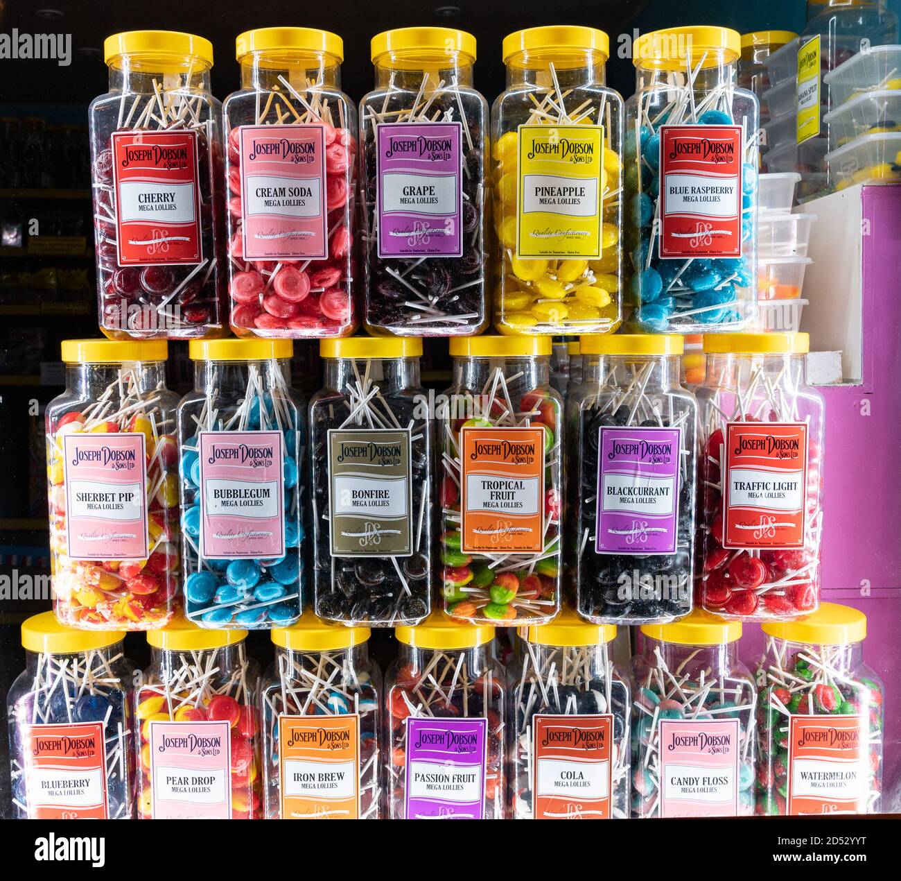 WHITBY - ENGLAND -10 OCT: Jars of sweets on display Whitby town centre ...