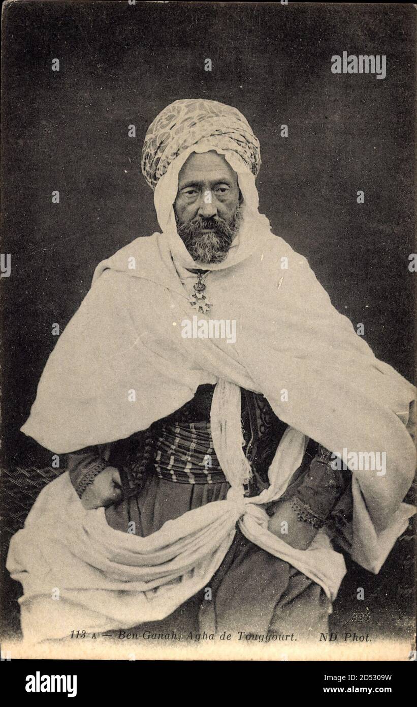 Ben Ganagh, Agha de Touggourt, alter Mann mit Turban, Maghreb | usage ...