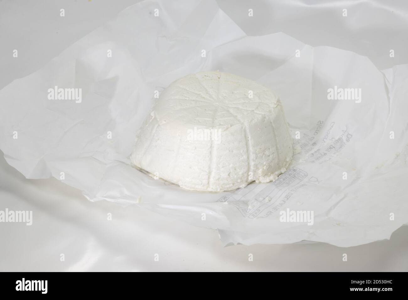 High angle shot of buffalo milk cottage cheese on a wrapper Stock Photo ...