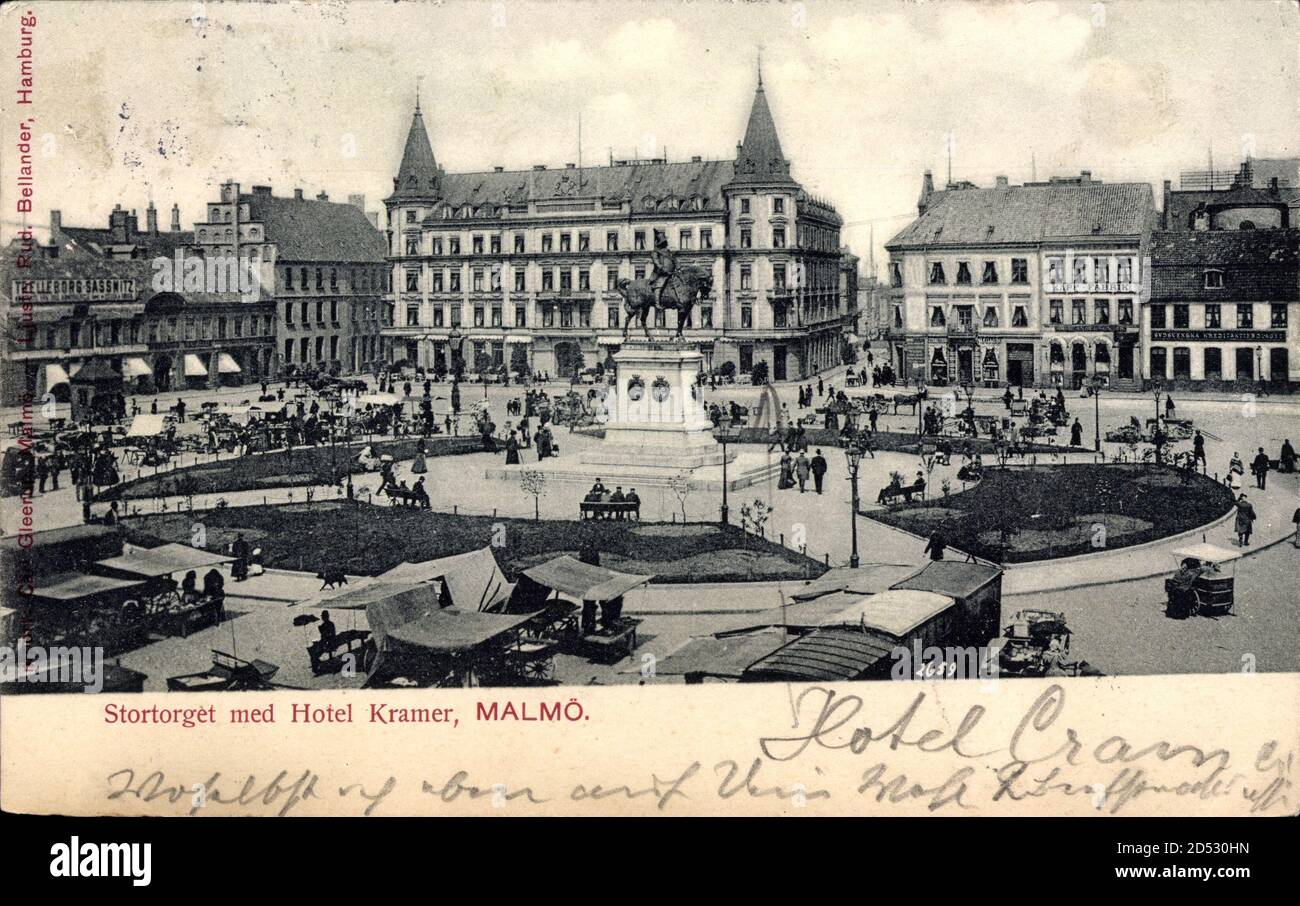 Malmö Schweden, Stortorget med Hotel Kramer, Straßenpartie, Platz ...