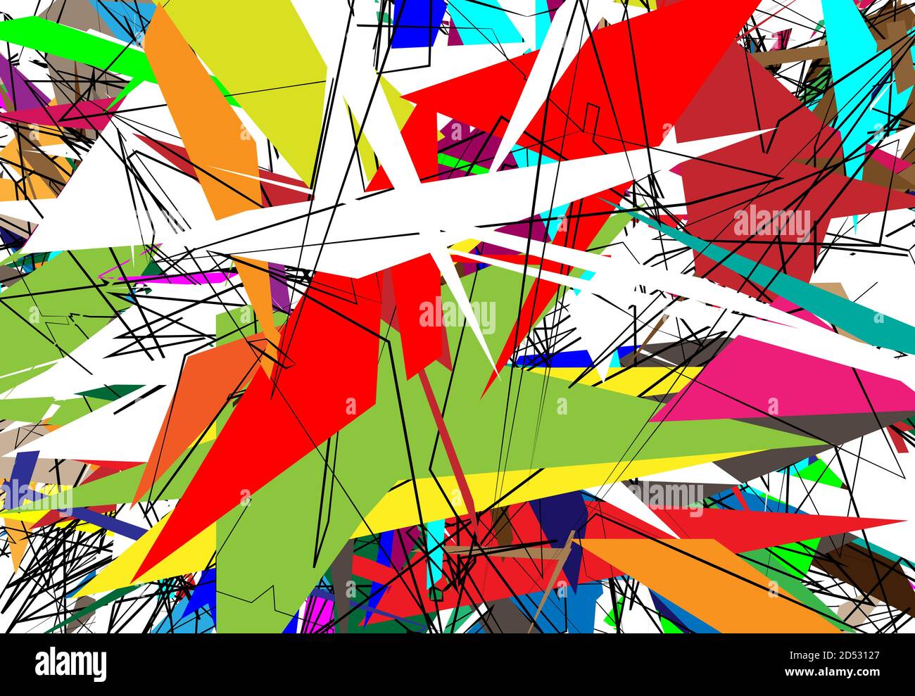 Random Chaotic Contemporary art work vector illustration. Random lines ...