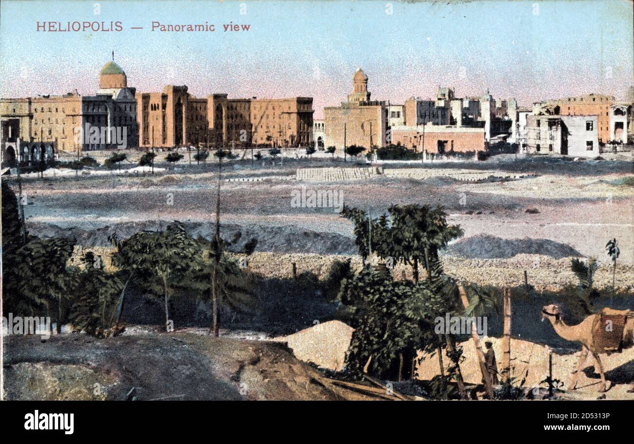 Heliopolis Ägypten, Panoramic view, Blick zum Ort, Kamel, Häuser ...