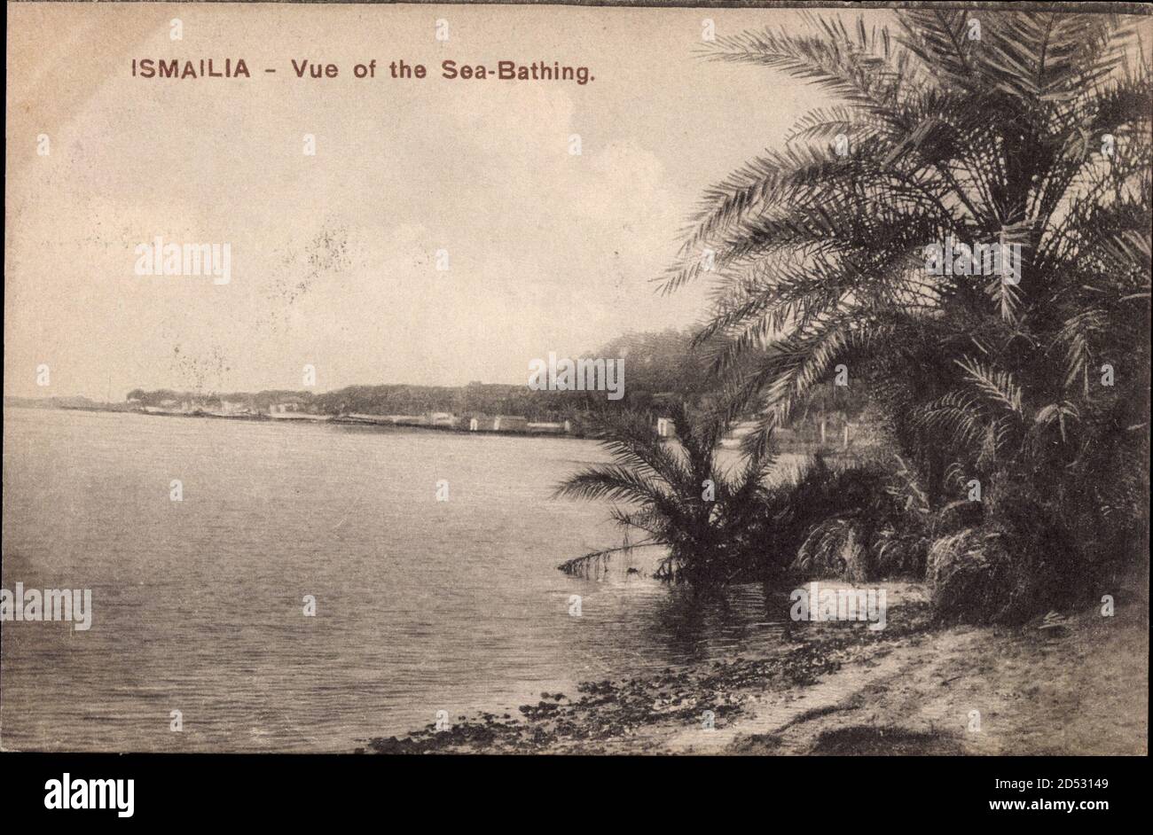 Ismailia Ägypten, Vue of the Sea Bathing, Palmen, Meerpartie, Strand ...