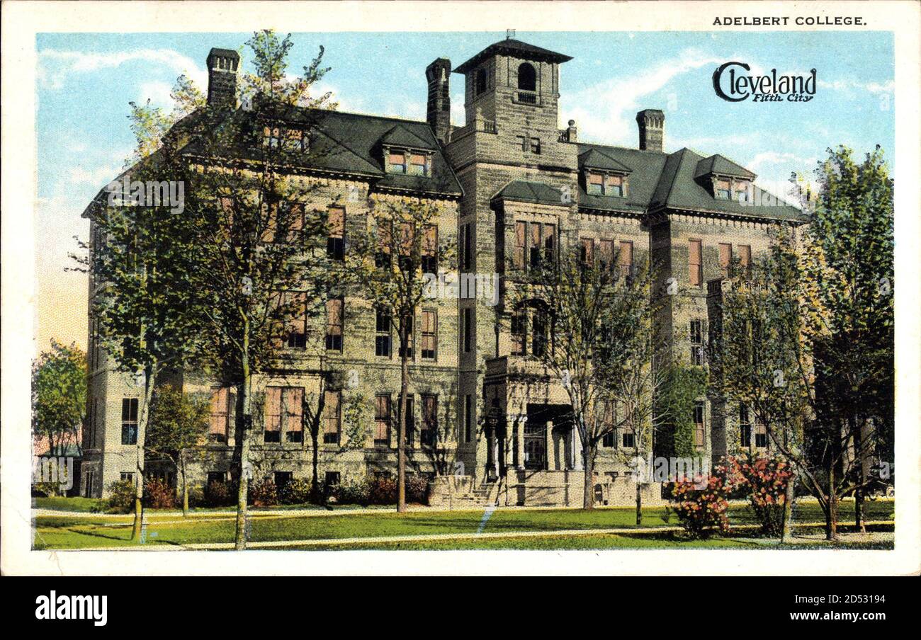 Cleveland Ohio USA, View of Adelbert College, facade, park, entrance ...