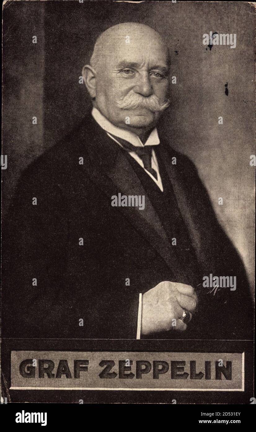 Luftfahrtpionier und Erfinder Ferdinand Graf von Zeppelin, Portrait ...