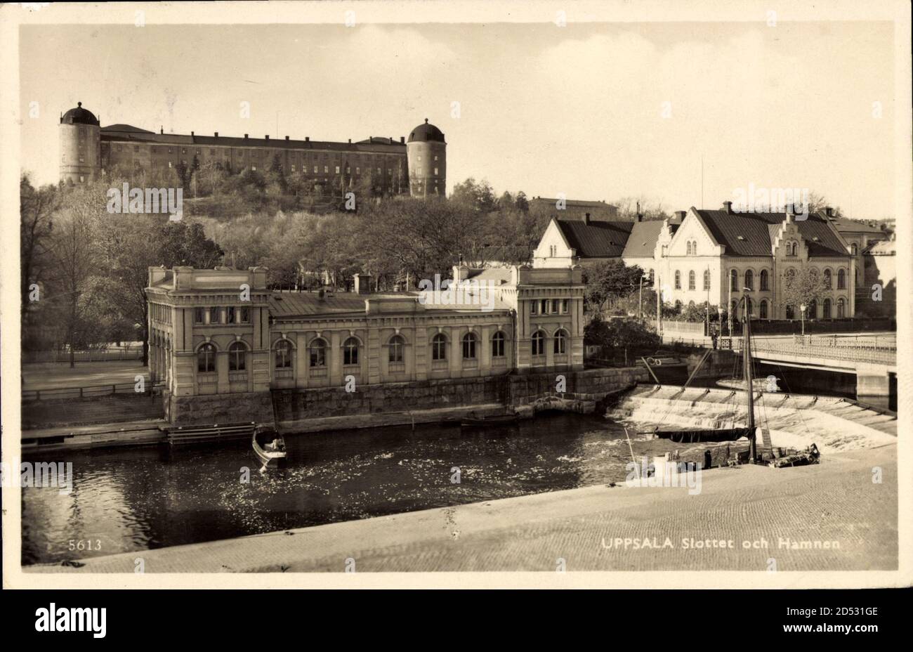 Uppsala Schweden, Slottet och Hamnen, Schloss, Fluss, Wehr, Brücke ...