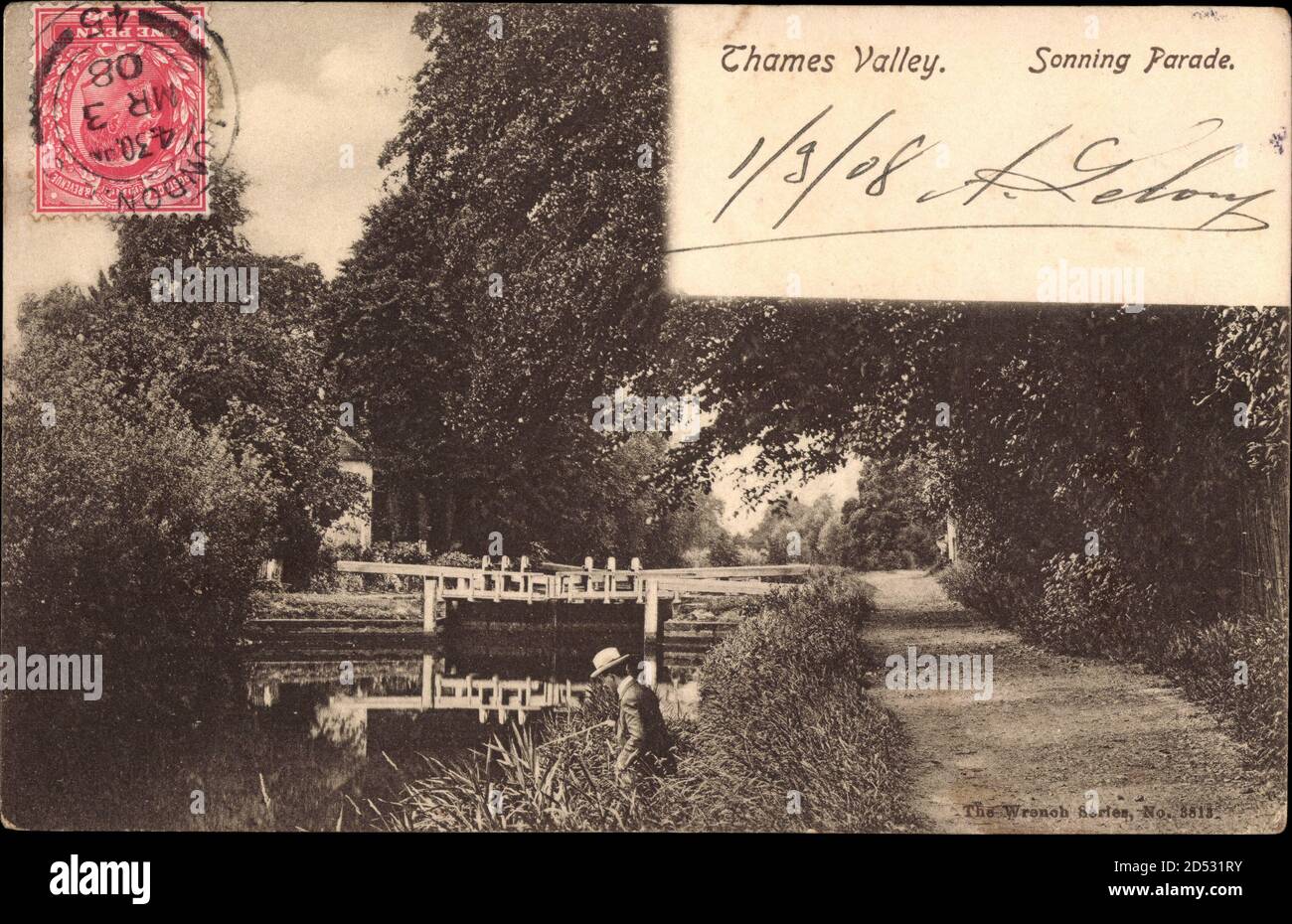 London, Thames Valley, Sonning Parade, Promenade am Fluss, Schleuse ...