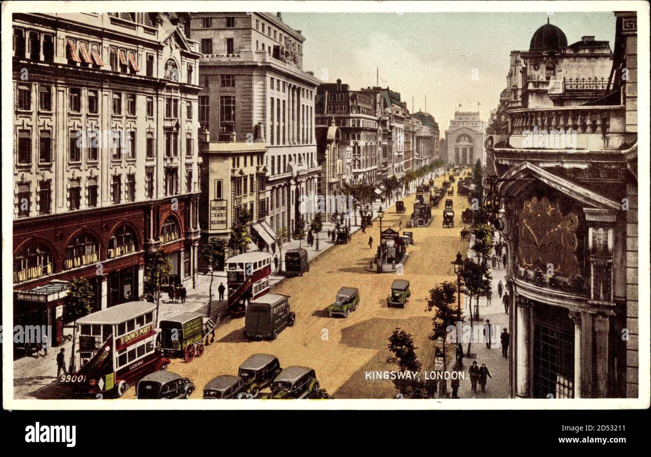 London City, Kingsway, Straßenpartie, Verkehr, Busse | usage worldwide ...