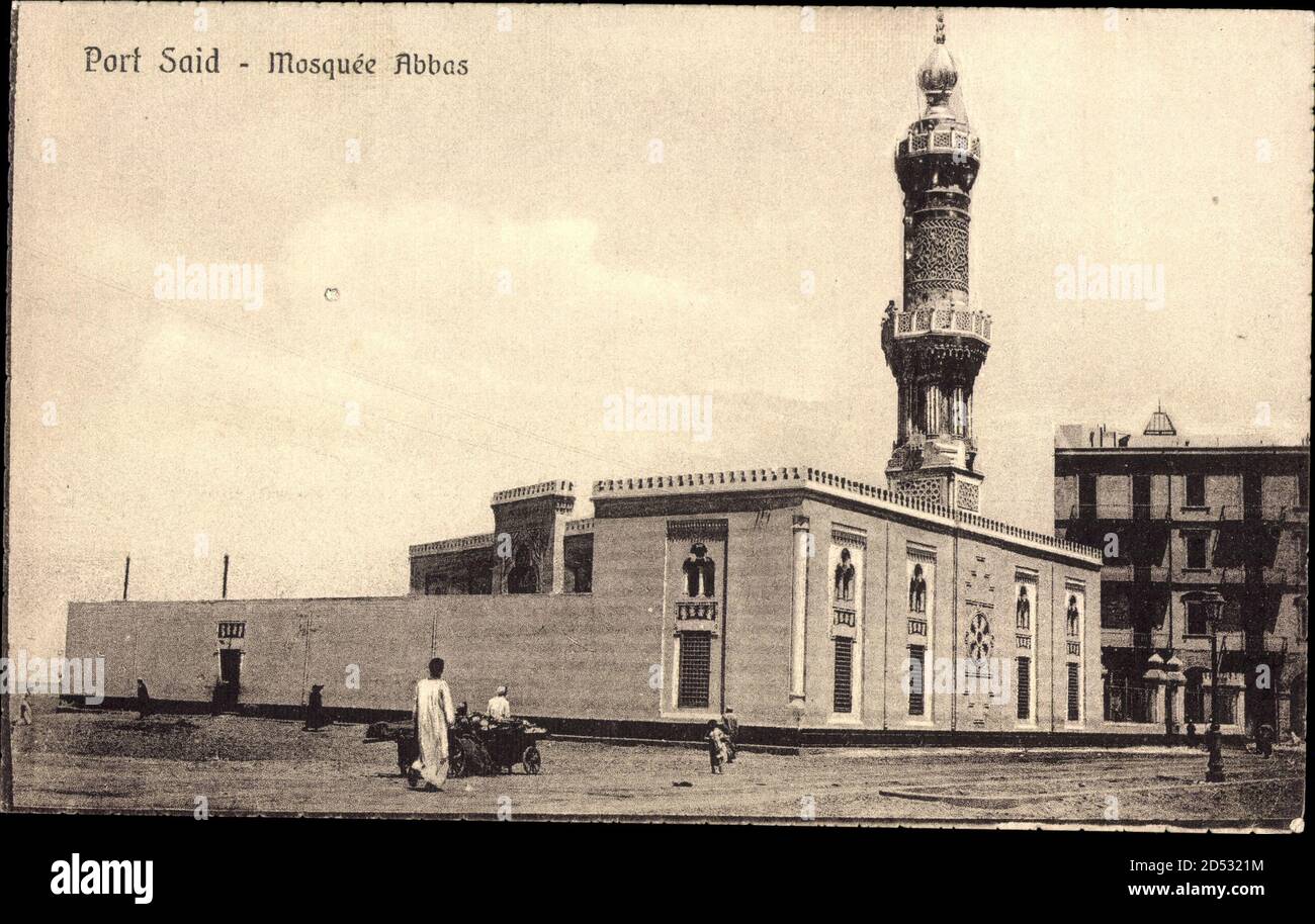 Port Said Ägypten, Mosquee Abbas, Straßenpartie mit Blick auf Moschee ...