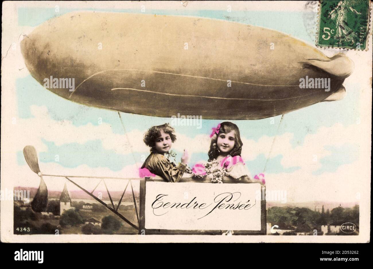 Tendre Pensée, Zeppelin, Dirigéable, Enfants, Kinder, Kitsch ...