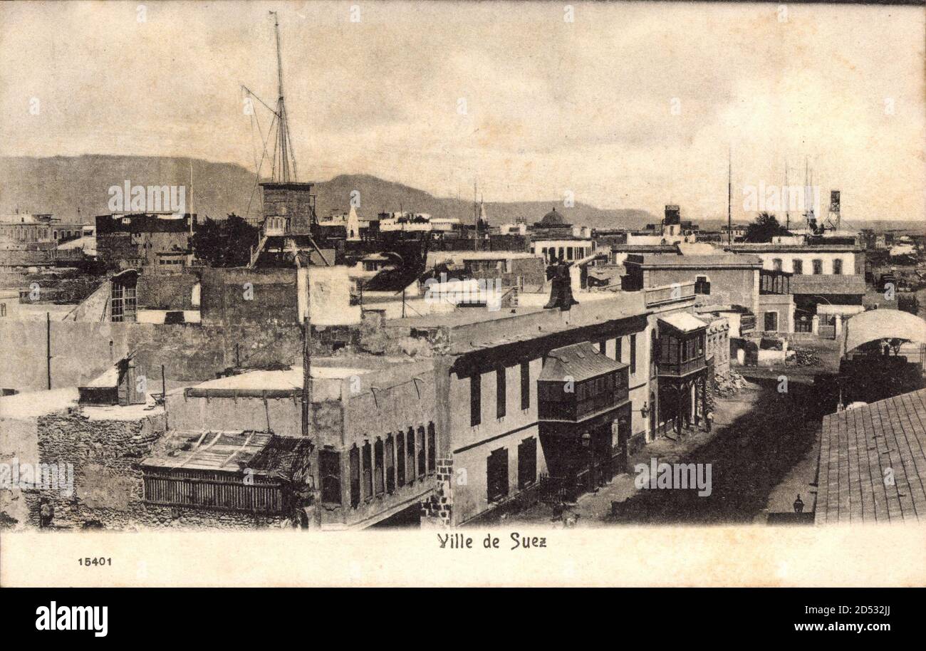 Suez Ägypten, Teilansicht der Ortschaft, Straßenpartie, Häuser | usage ...