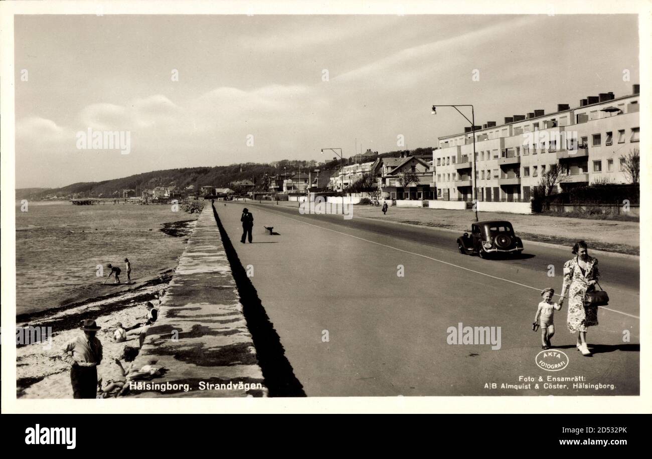 Helsingborg Schweden, Strandvägen, Straße am Strand | usage worldwide ...