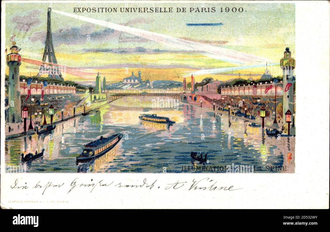 Paris, Exposition Universelle 1900, Illuminations sur la Seine | usage ...