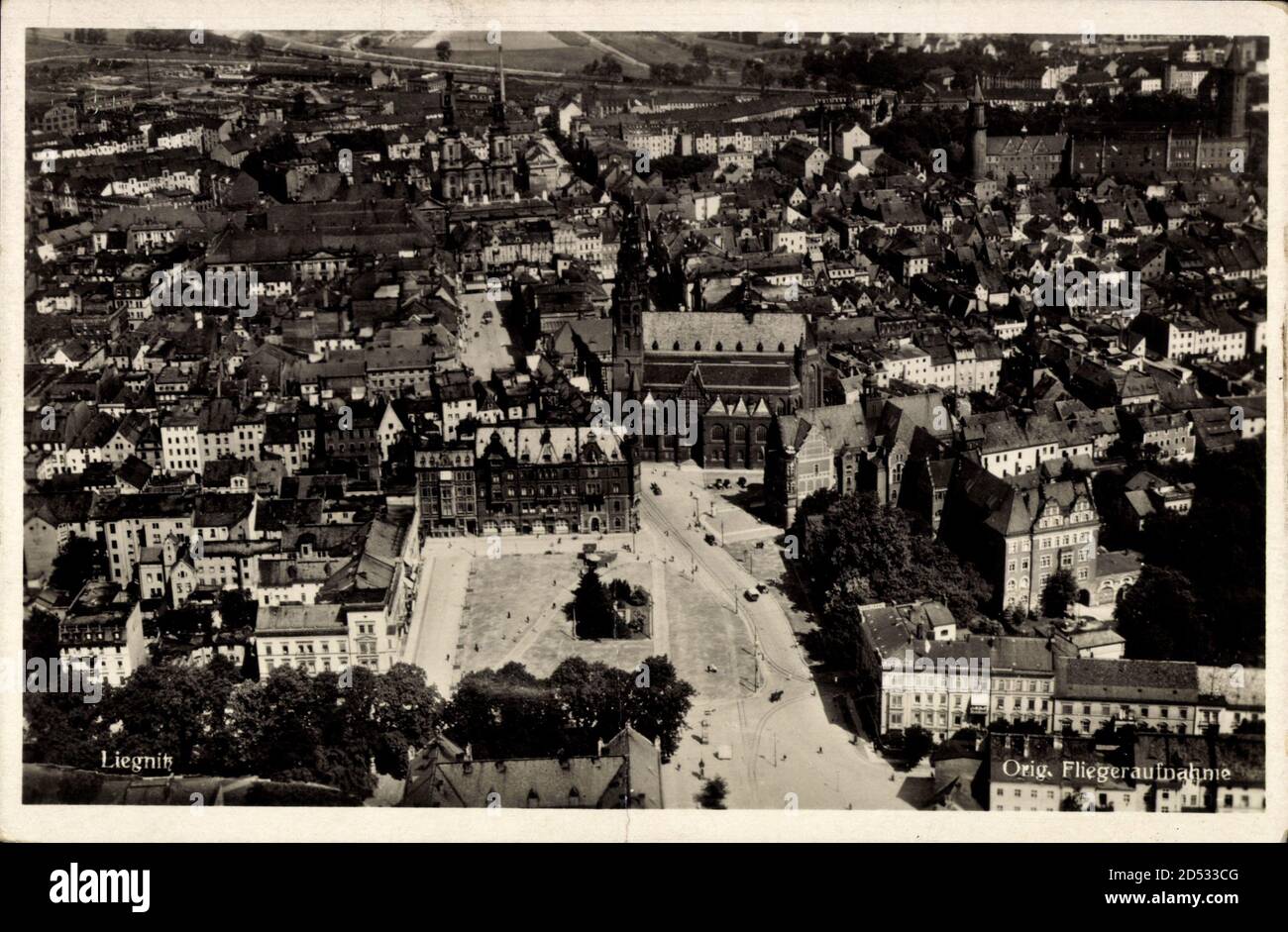 Legnica Liegnitz Schlesien, Fliegeraufnahme der Stadt, Platz | usage ...