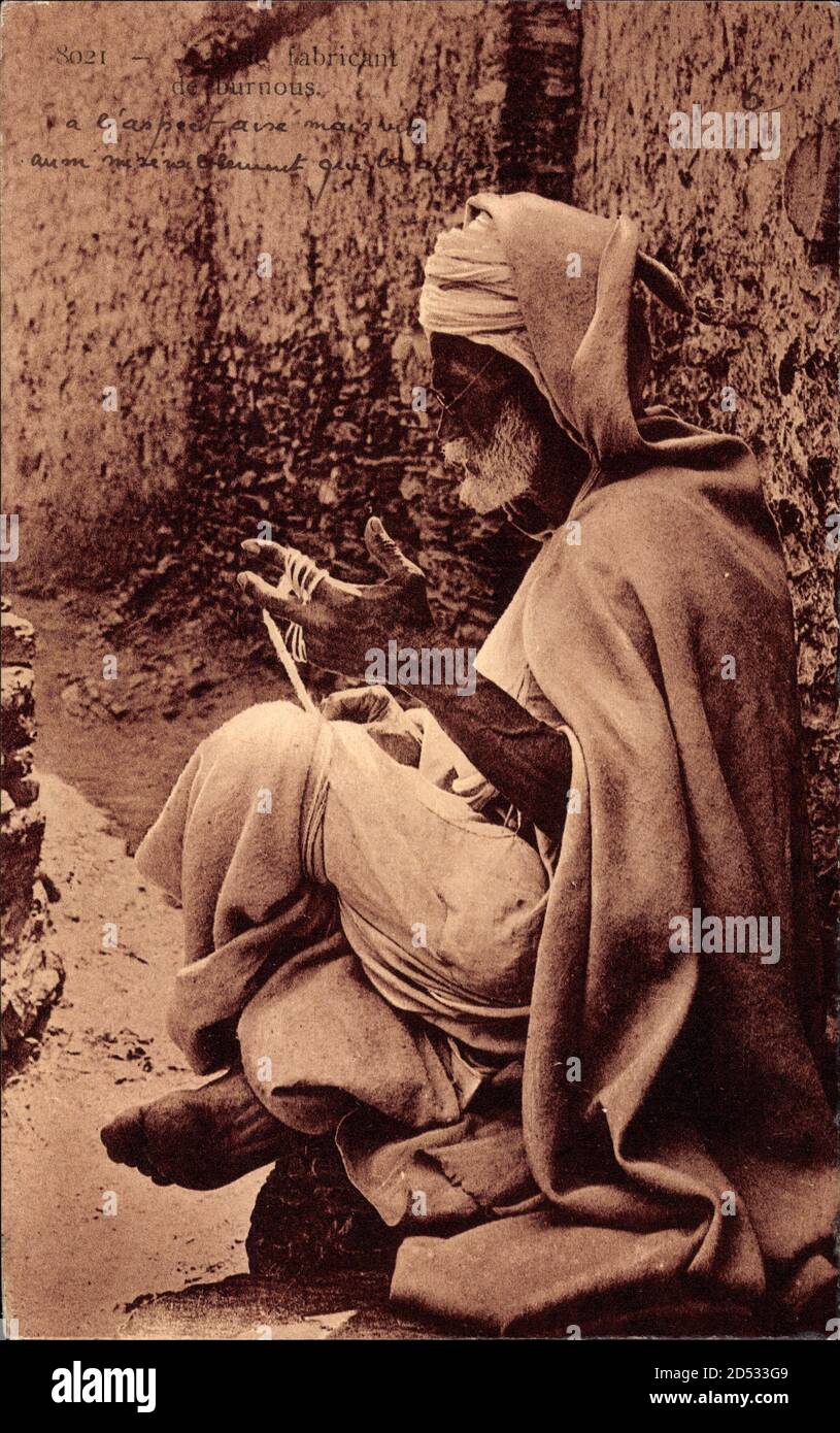 Maghreb, Fabricant de burnous, Burnoose, Arabischer Kleidermacher ...