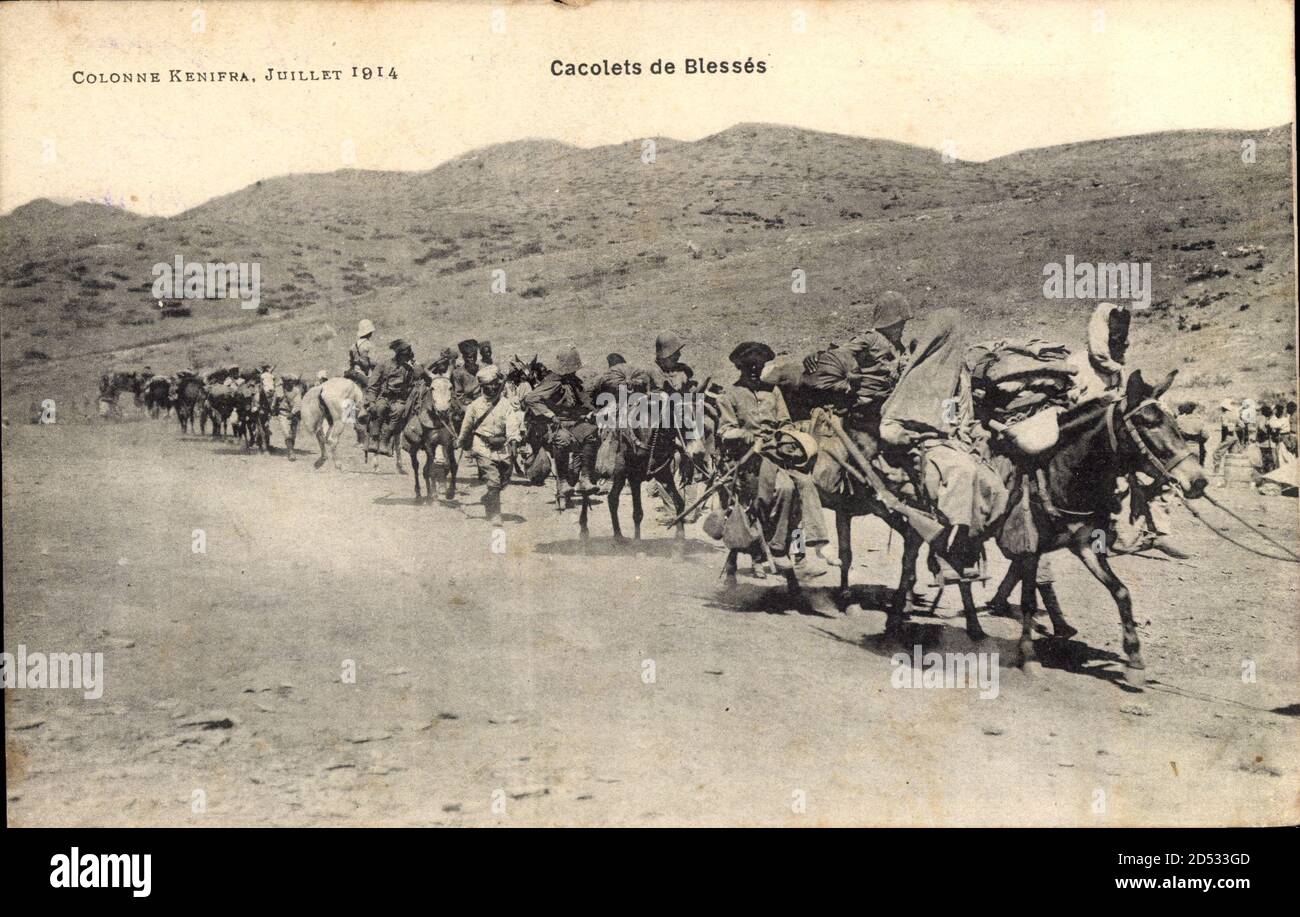 Marokko, Colonne Kenifra, Juillet 1914, Cacolet de Blessés, Verwundete ... Marokko, Colonne Kenifra, Juillet 1914, Cacolet de Blessés, Verwundete ...