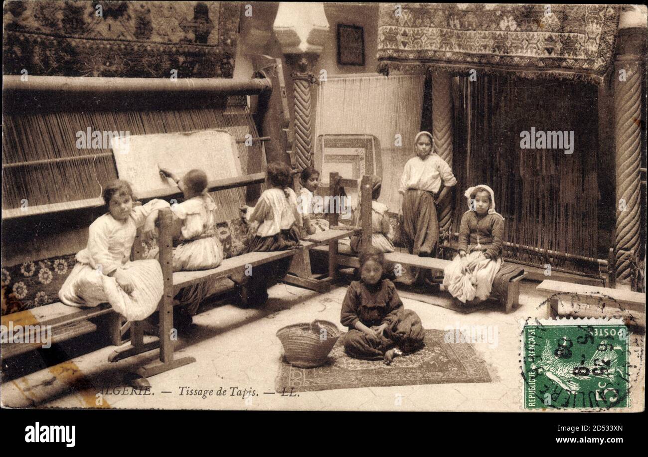 Algerien, Algérie, Tissage de Tapis, Teppichweber, Kinder | usage ...