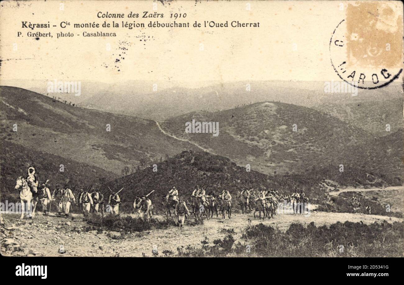 Marokko, Kerassi, Cie montée de la légion, l'Oued Cherrat ...