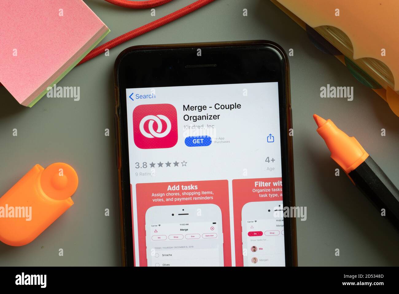 New York, USA - 29 September 2020: Merge Couple Organizer mobile app ...