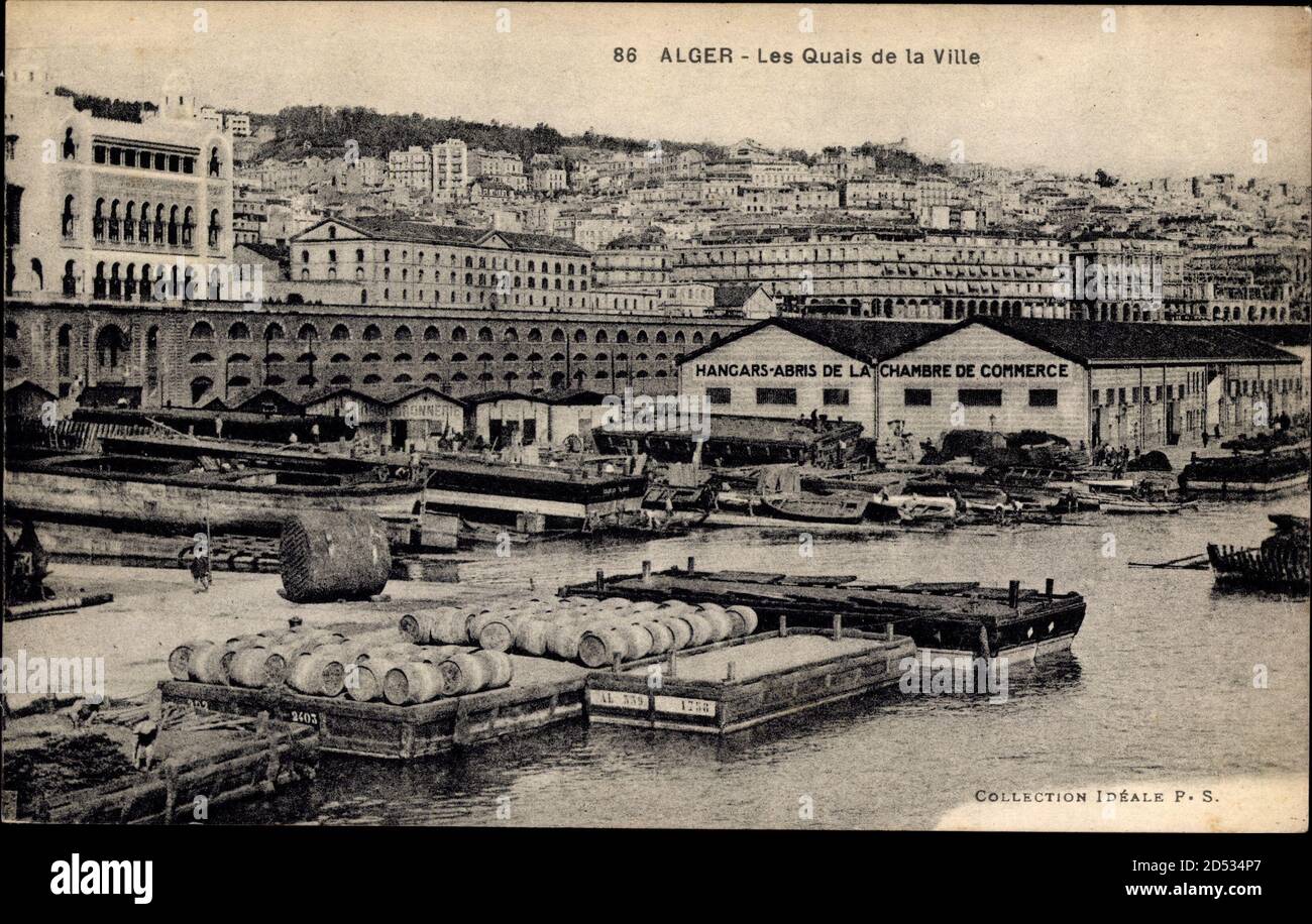 Algier Alger Algerien, Les Quais de la Ville, Hafen, Warenlager, Fässer | usage worldwide Stock ...