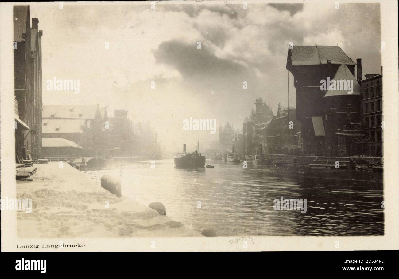 Gda?sk Danzig, Langebrücke, Krantor, Winter, Mottlau | usage worldwide ...