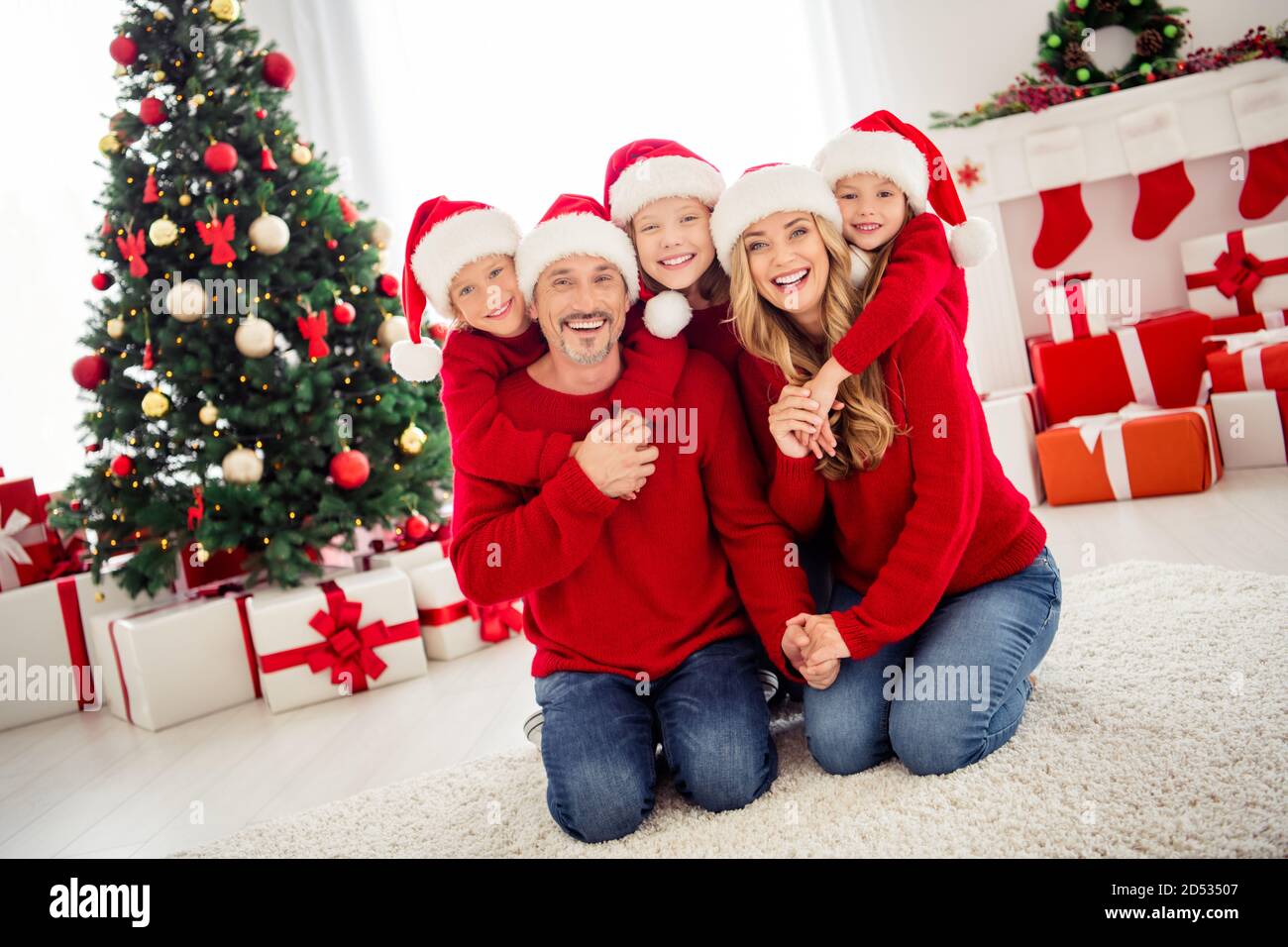 Full family x-mas christmas tradition spirit gathering. People little ...