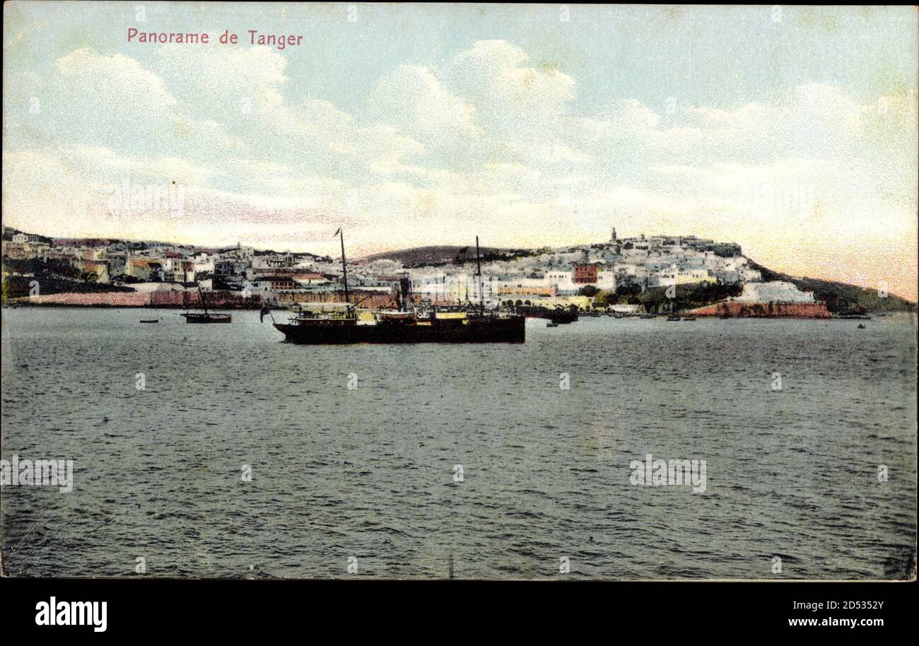 Tanger Marokko, Panorama, Blick vom Wasser zur Stadt, Dampfer | usage ...