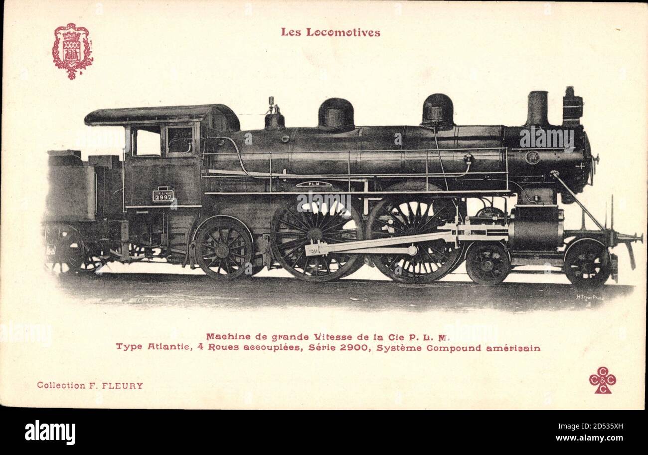 US Amerikanische Eisenbahn, Locomotives, Machine Type Atlantic, PLM ...