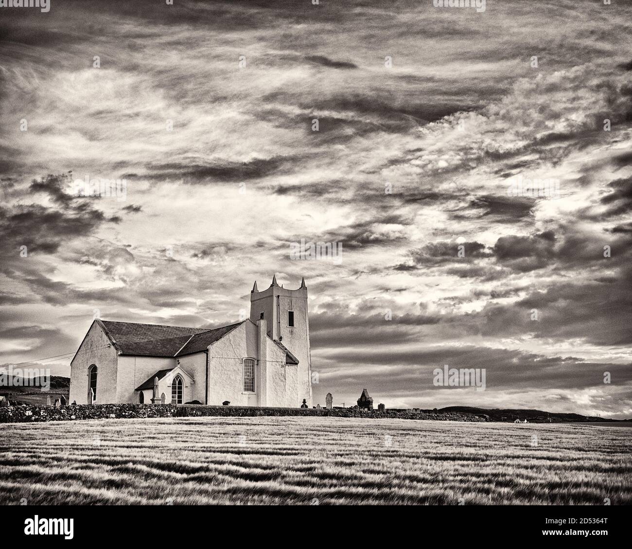 Ballintoy Parish Church and Dramatic Sky, Ballintoy, County Antrim ...