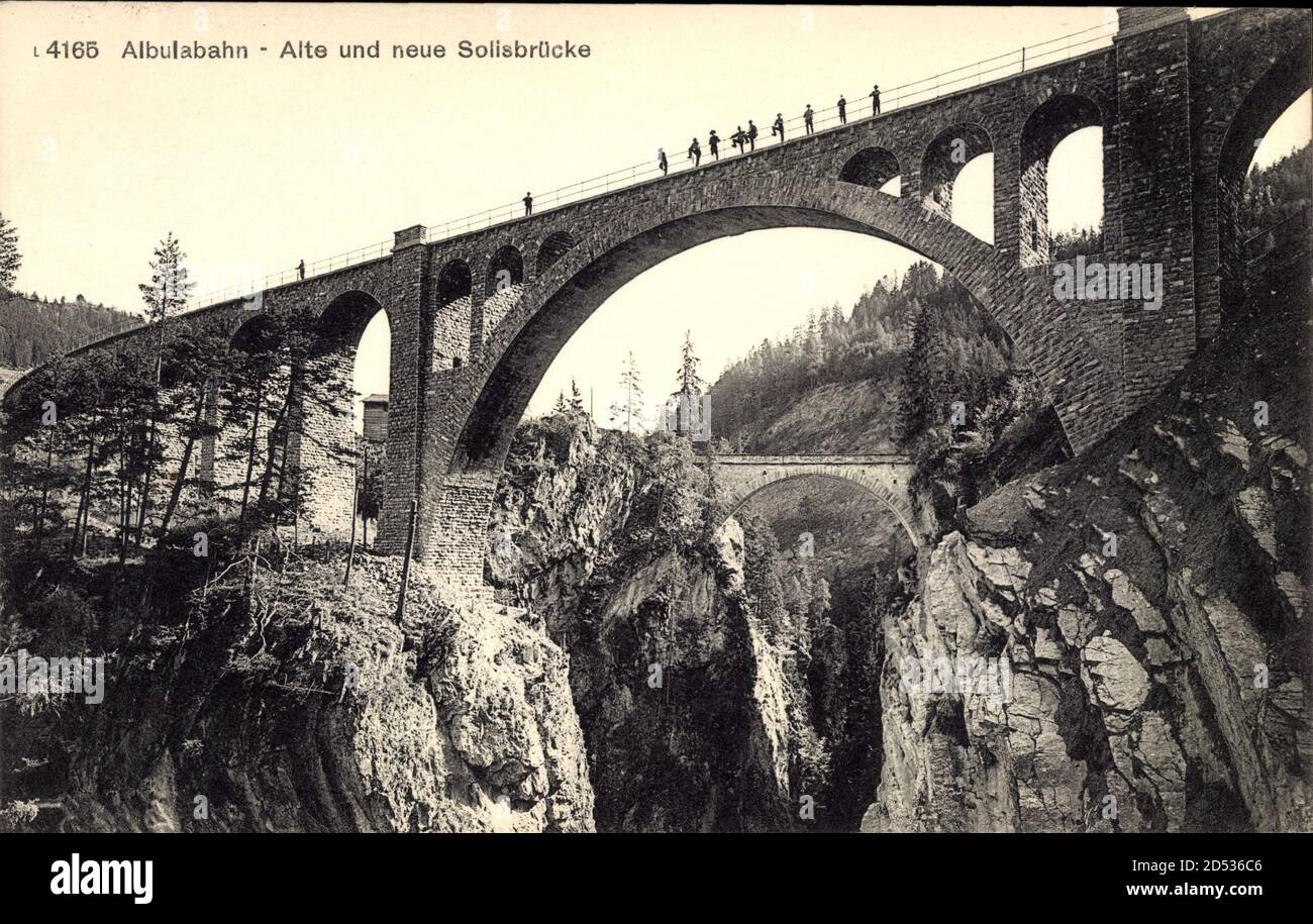 Albulabahn, Alte und neue Solisbrücke, Schlucht | usage worldwide Stock ...