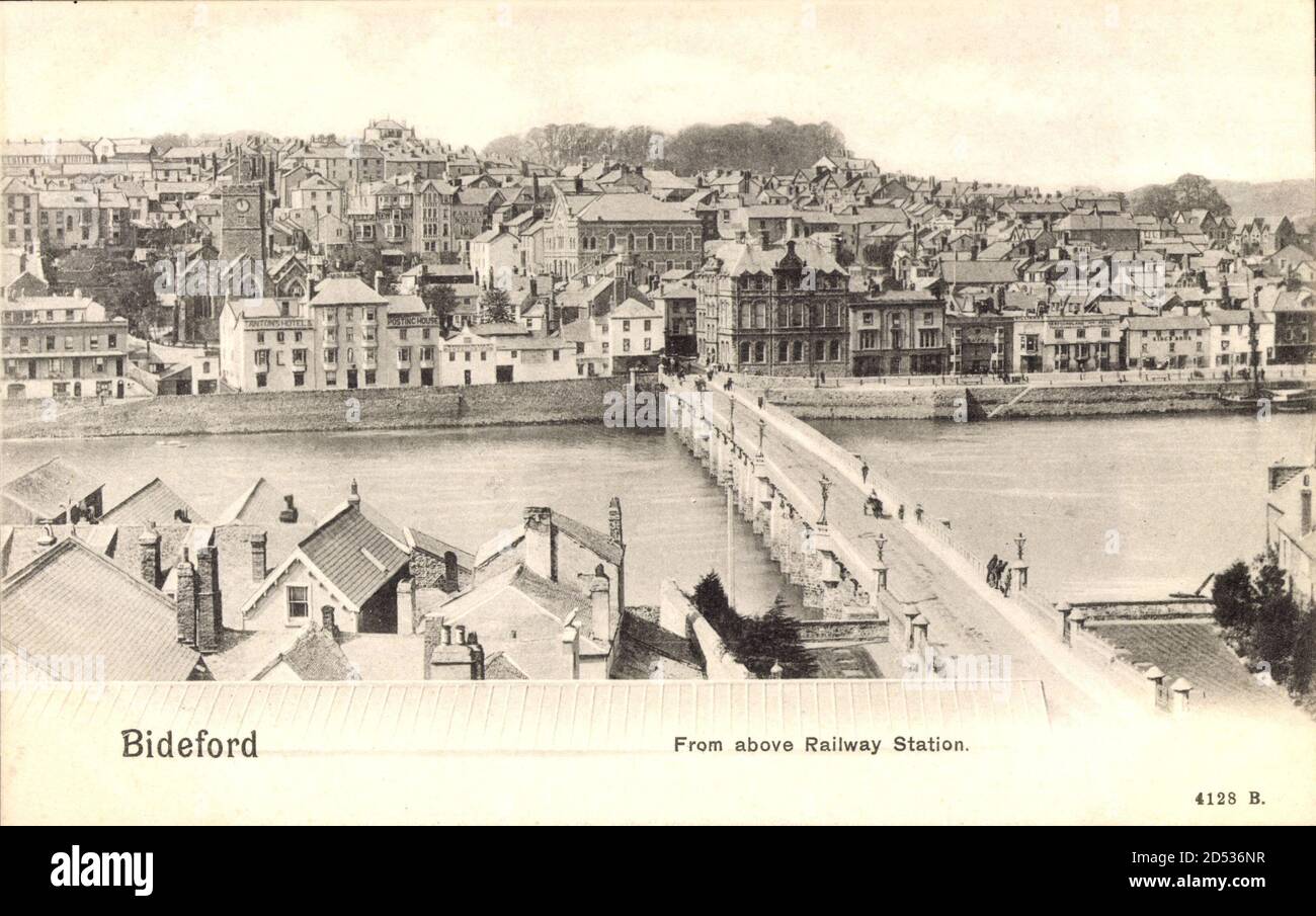 Bideford South West, From above Railway Station, Blick über den Bahnhof ...