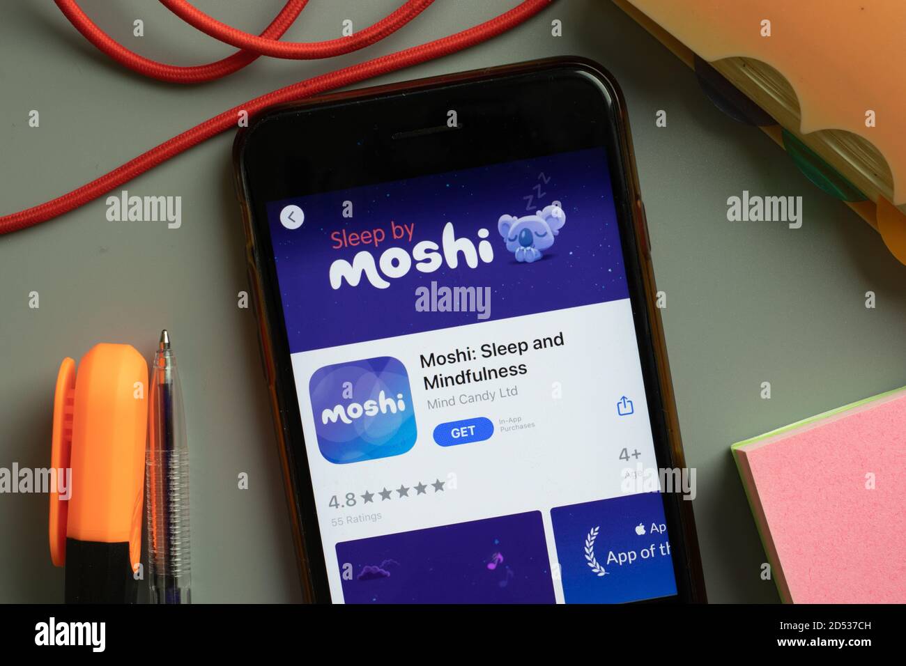 New York, USA - 29 September 2020: Moshi Sleep and Mindfulness mobile ...