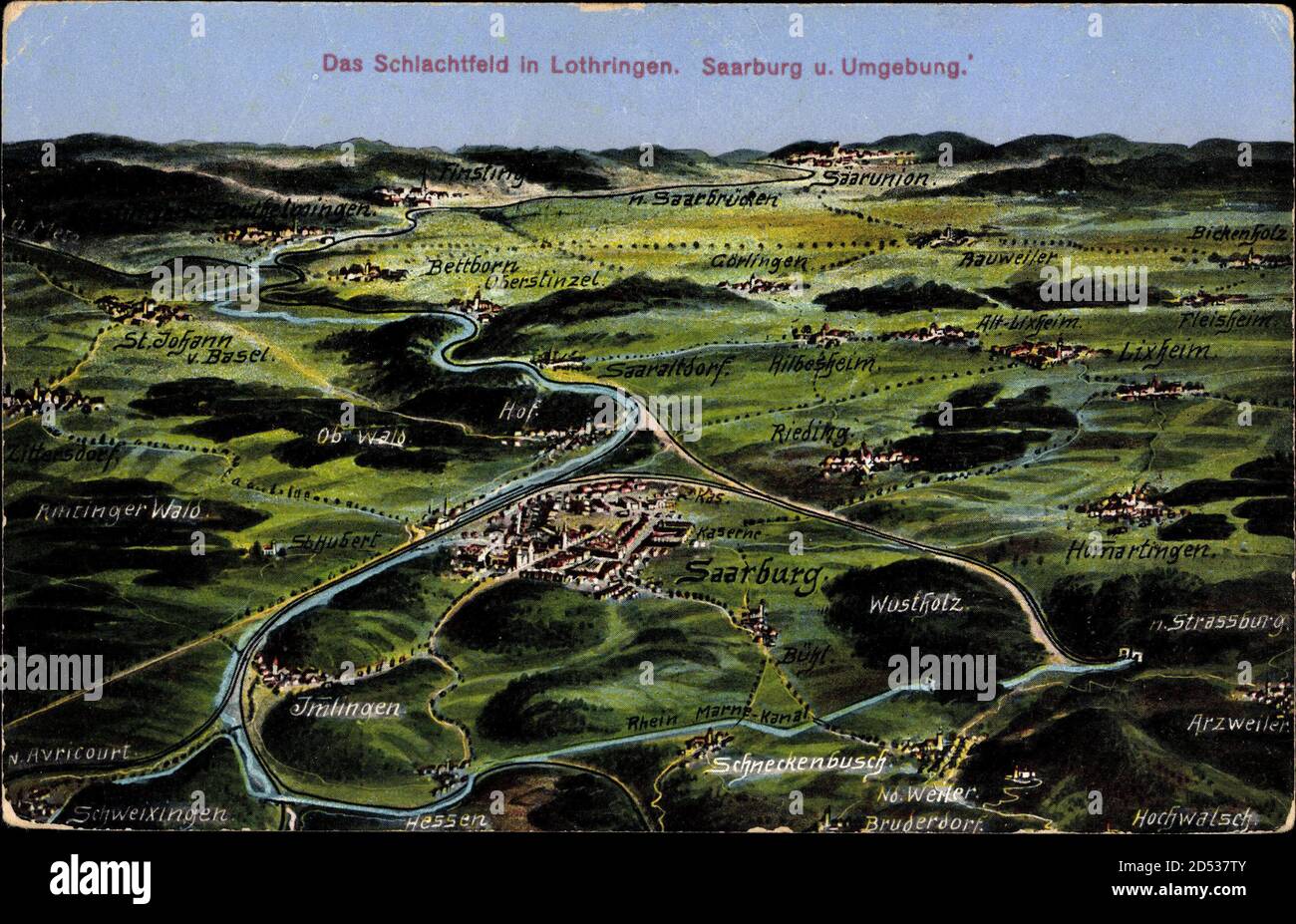 Landkarten Sarrebourg Saarburg Moselle, Das Schlachtfeld in Lothringen ...