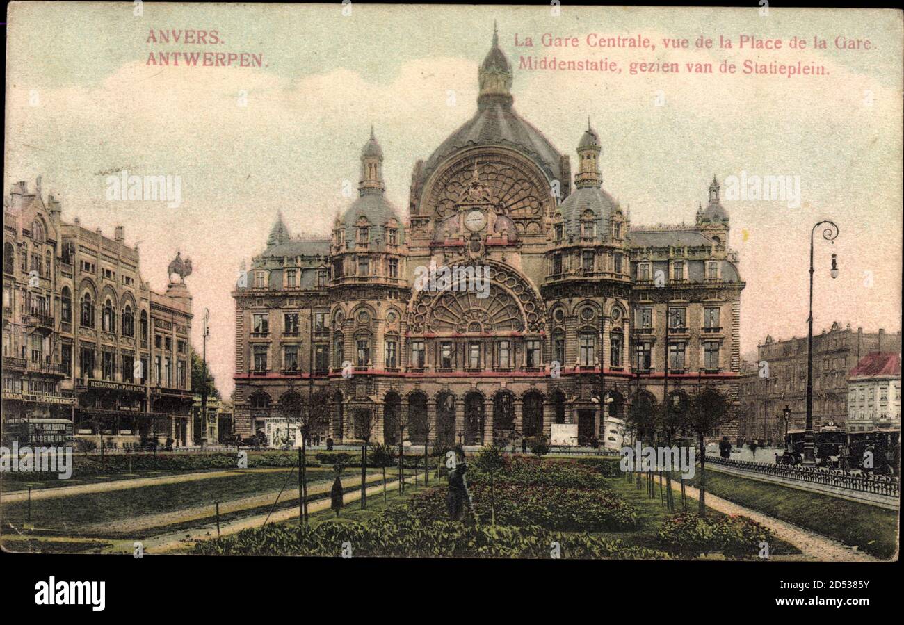 Anvers Antwerpen Flandern, Gare Centrale, vue de la Place de la Gare ...