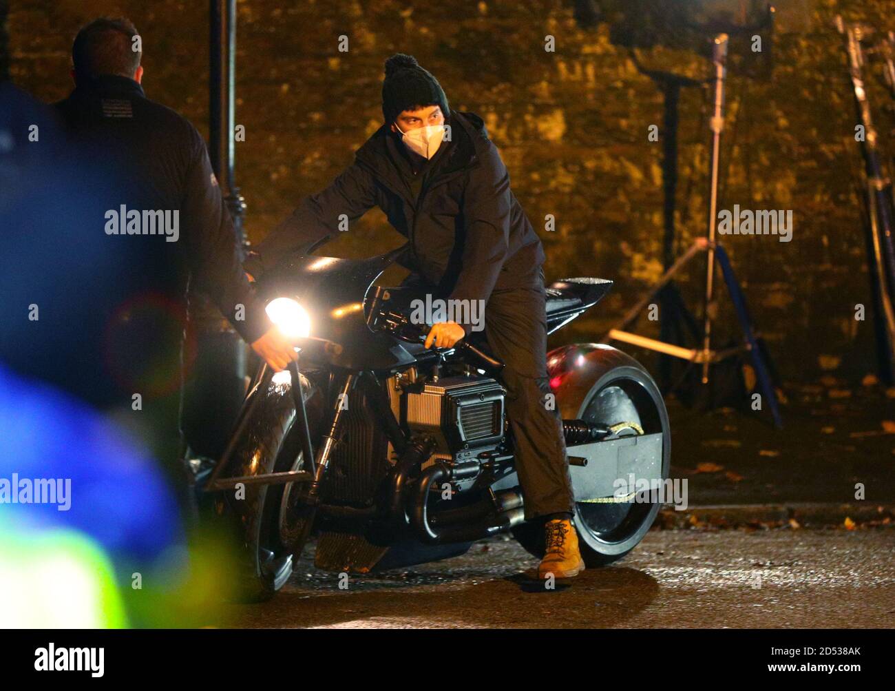 The Bat Bike is taken away at Anfield Cemetery during the filming of ...