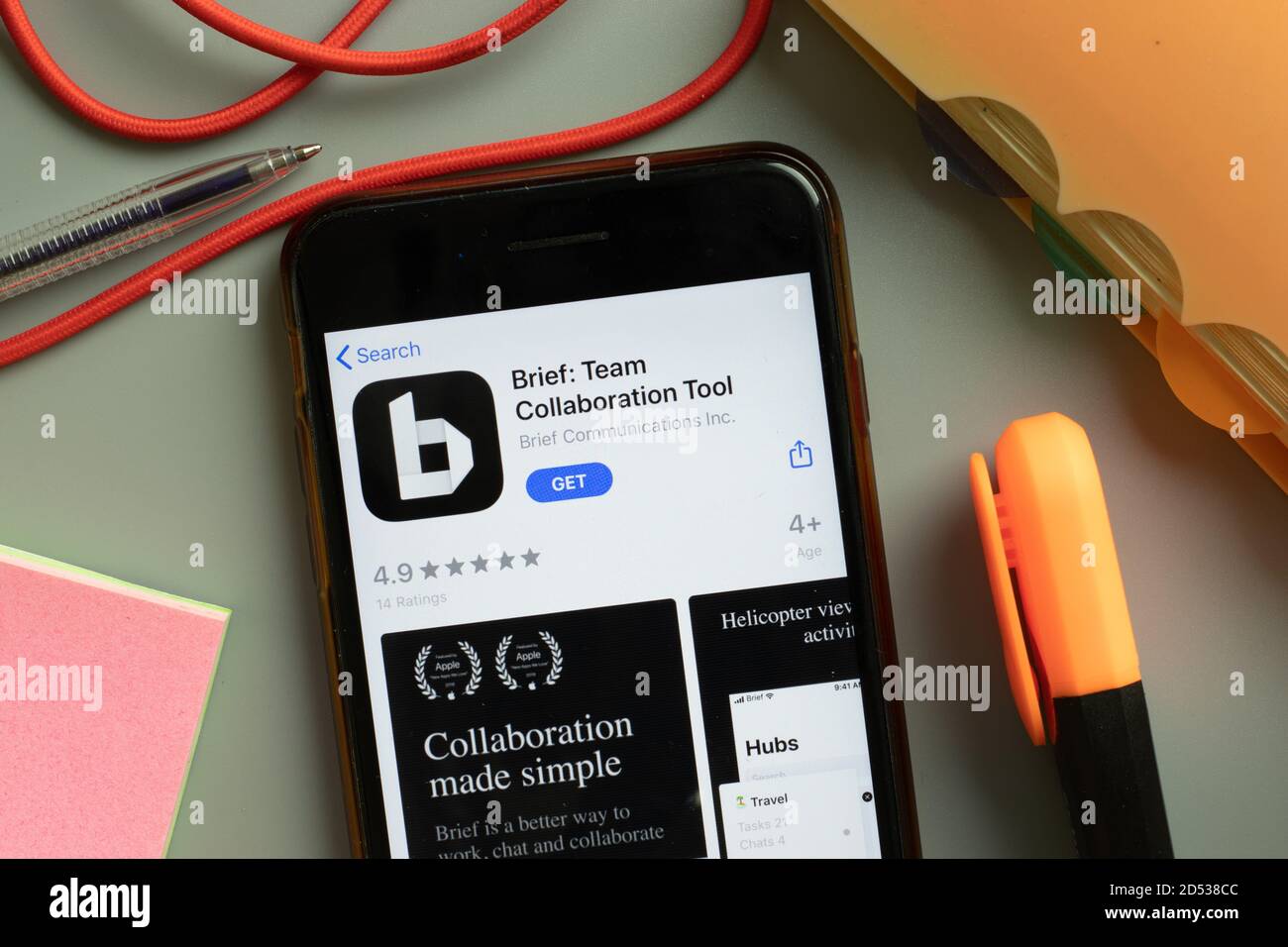 New York, USA - 29 September 2020: Brief Team Collaboration Tool mobile ...