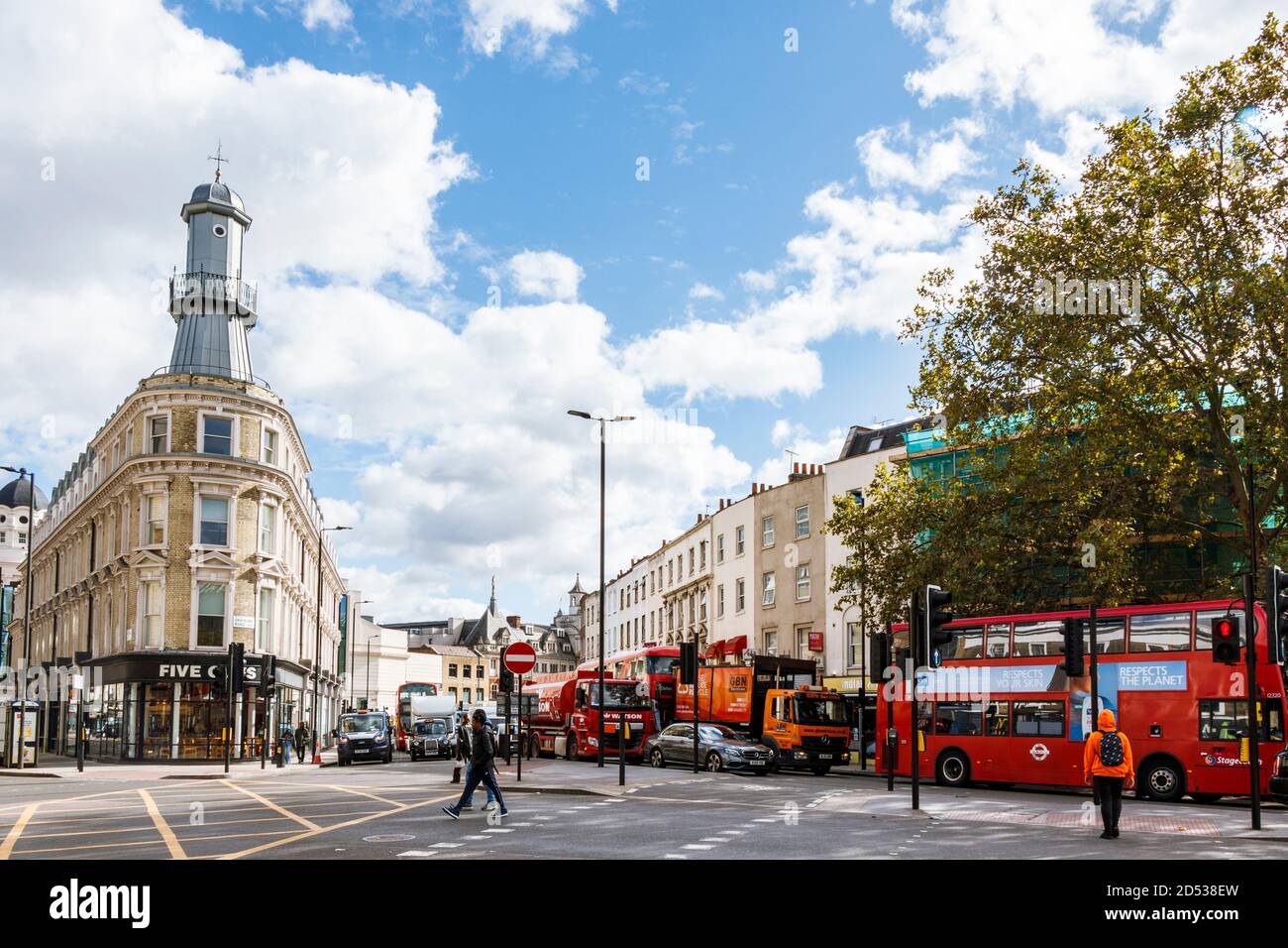View along Gray's Inn Road from King's Cross, the unusual Lighthouse ...