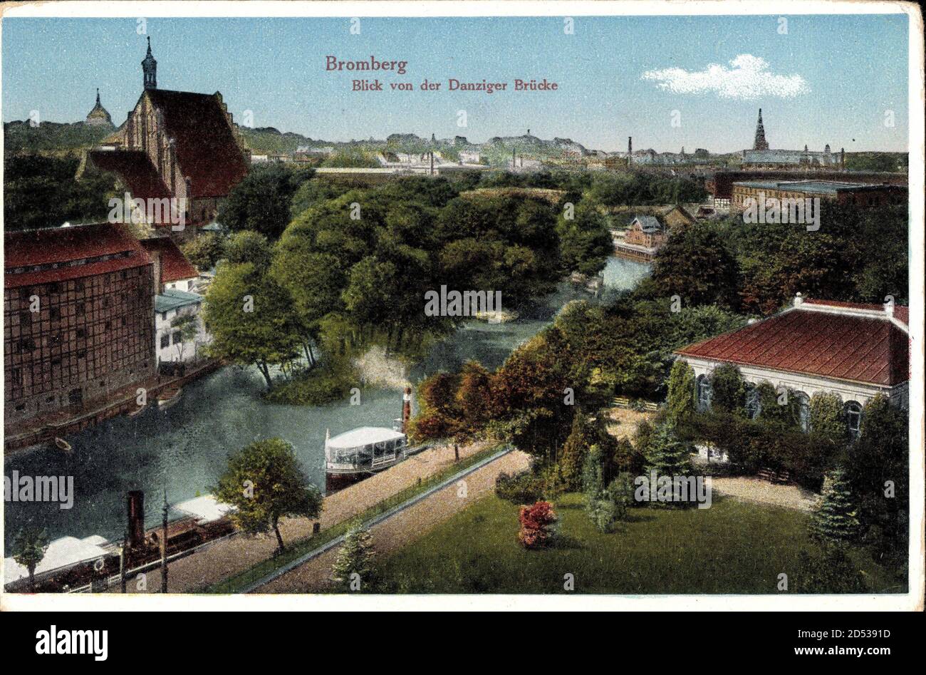 Bydgoszcz Bromberg Westpreußen, Blick von der Danziger Brücke auf den ...