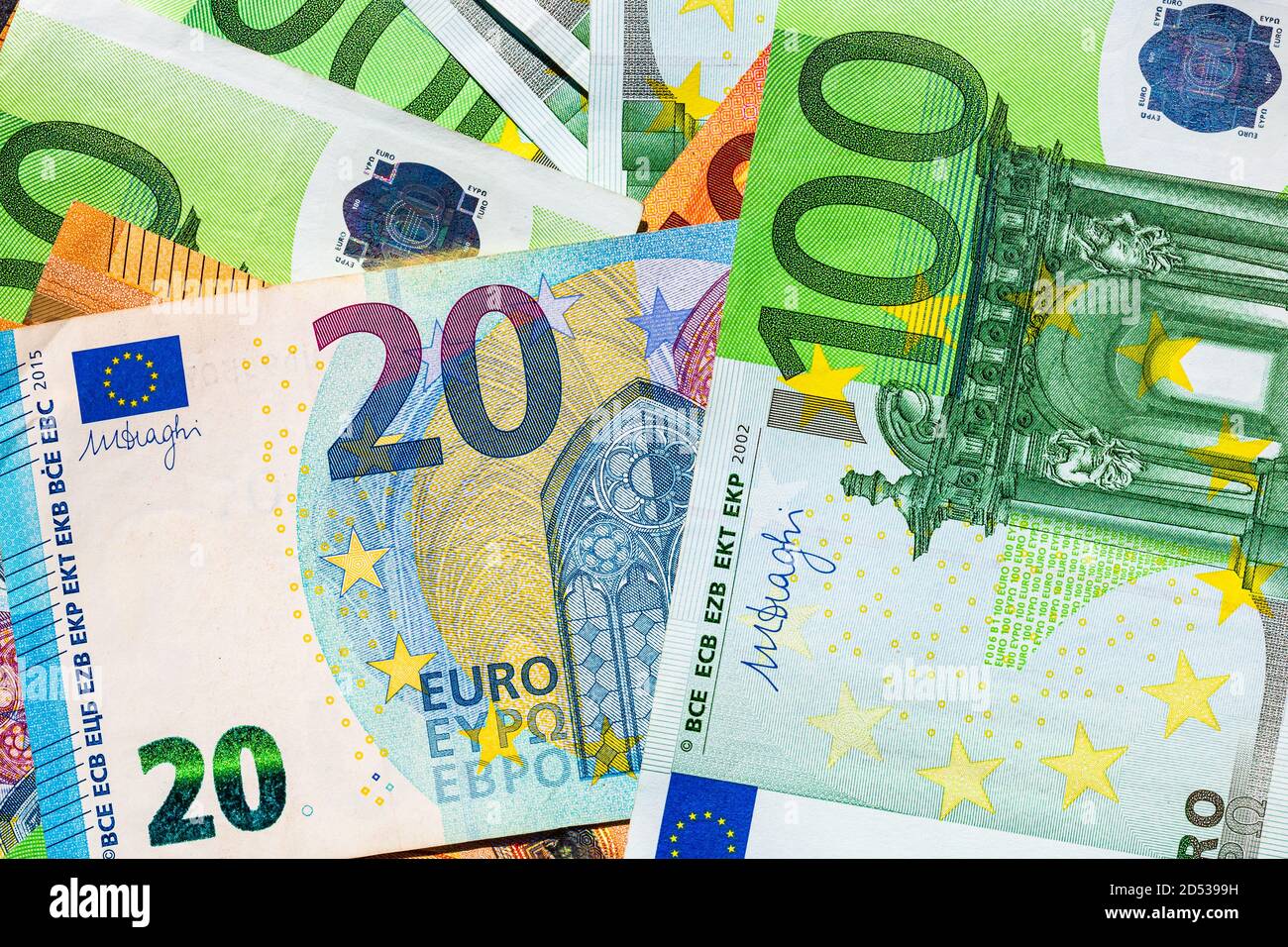 Close up of money euro banknotes, background of money euro isolated ...