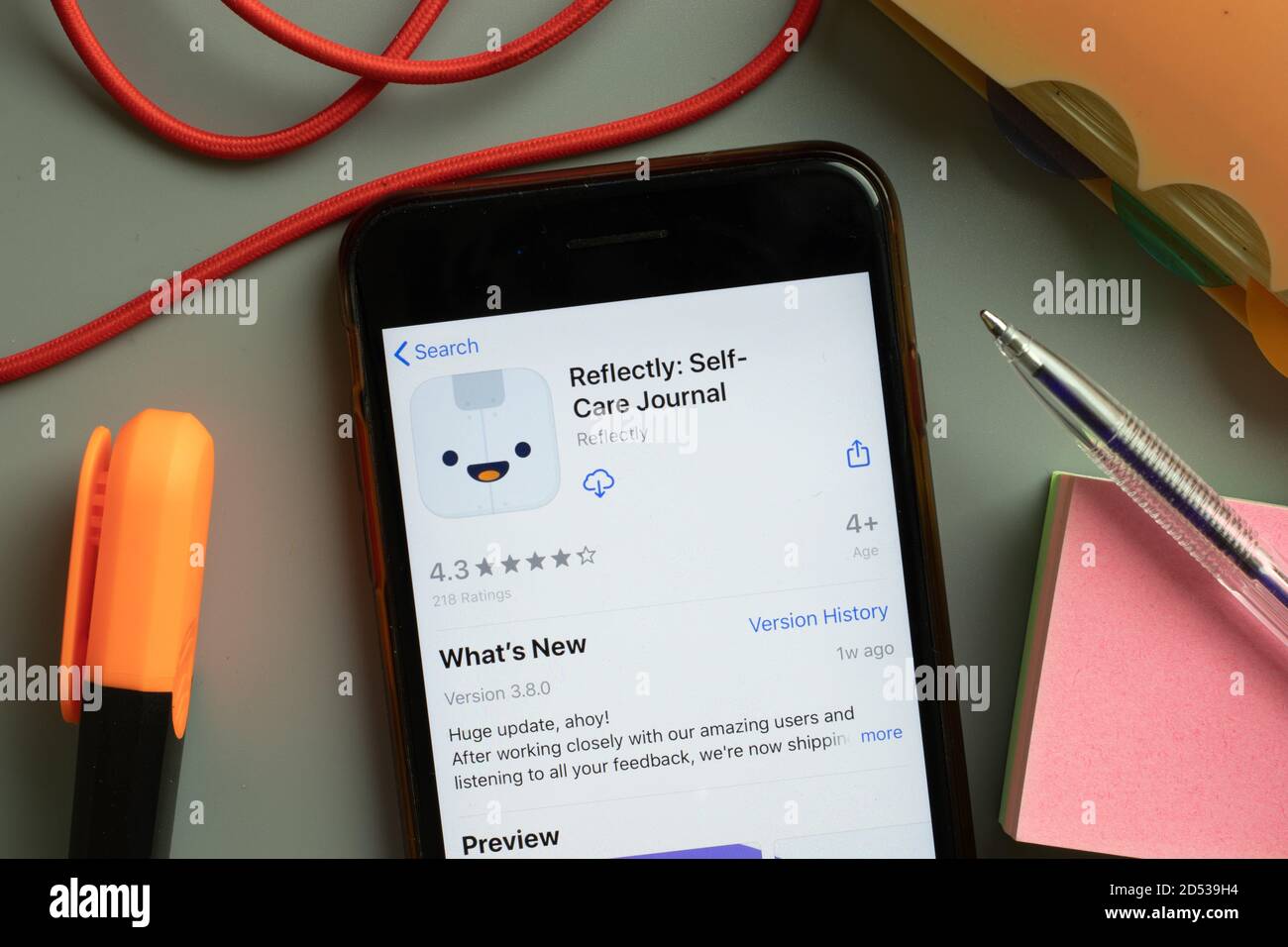 New York, USA - 29 September 2020: Reflectly Self-Care Journal mobile ...