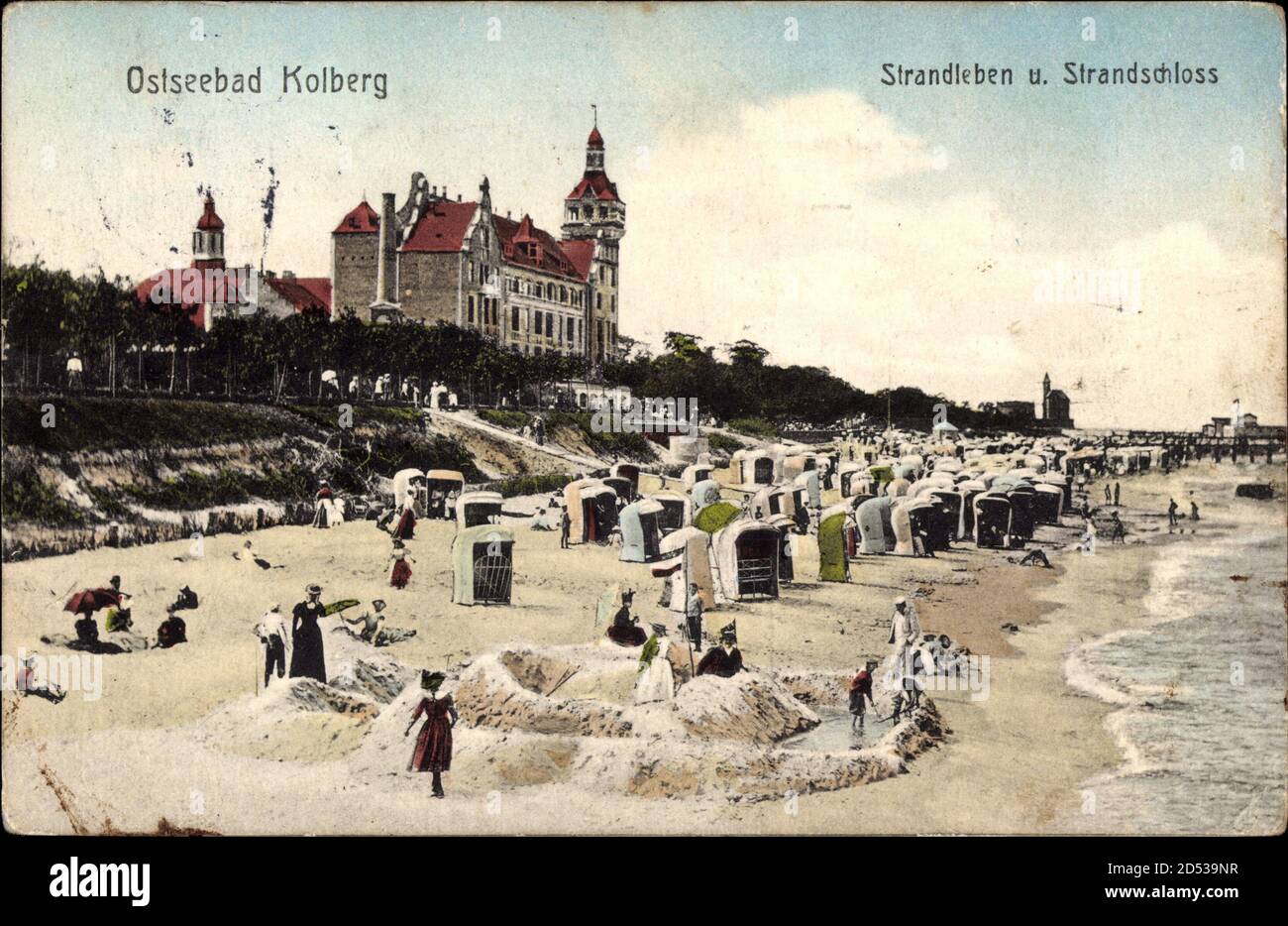 Ko?obrzeg Kolberg Pommern, Strandleben und Strandschloss | usage ...