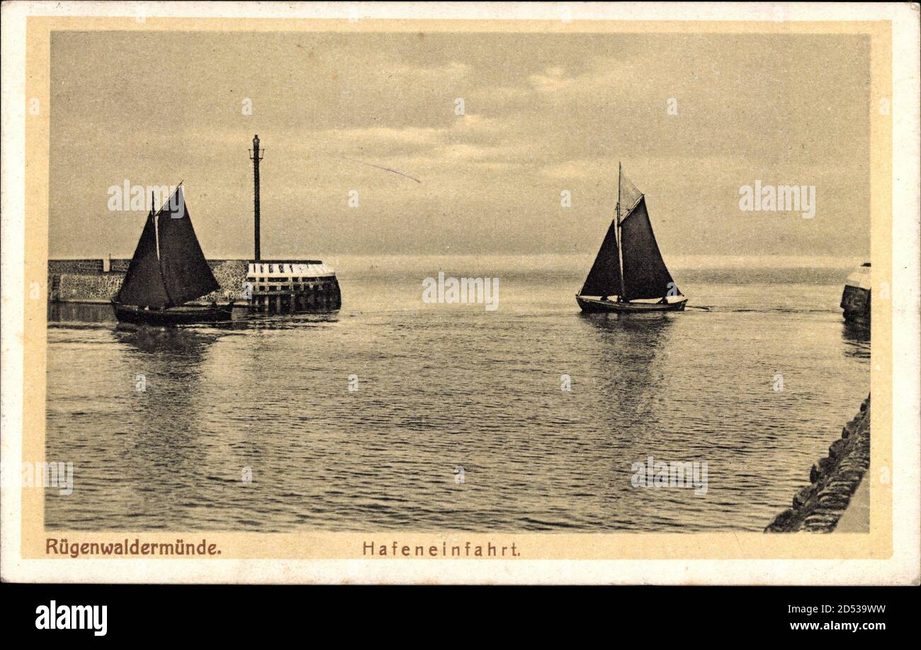 Dar?ówko Rügenwaldermünde Pommern, Hafeneinfahrt, Segelboote | usage ...