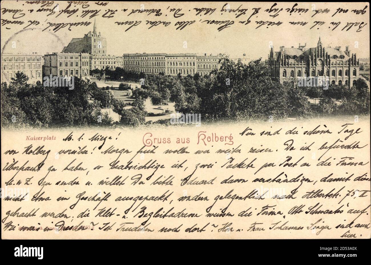 Ko?obrzeg Kolberg Pommern, Blick auf den Kaiserplatz, Häuser | usage ...