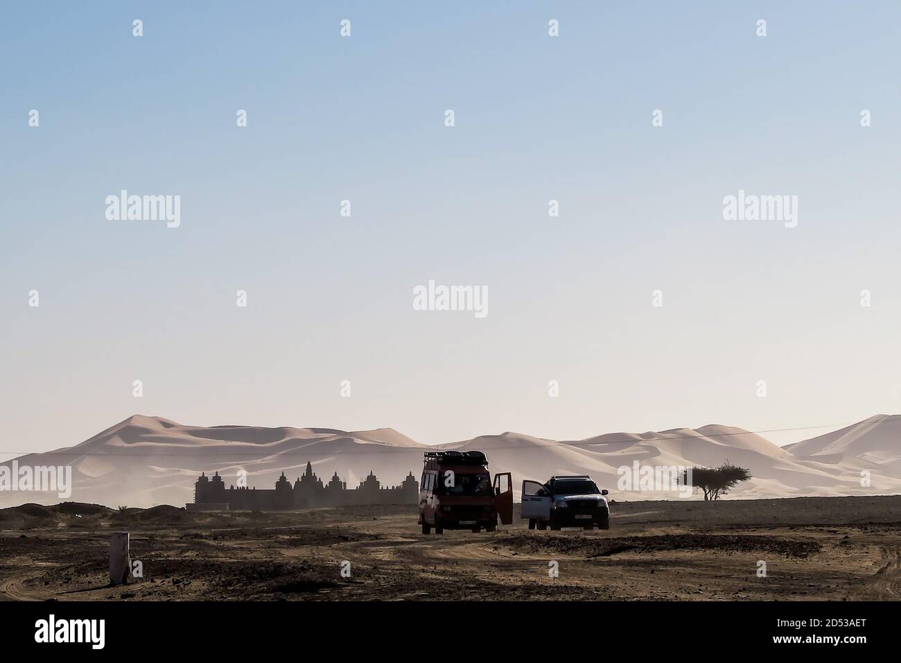 caravan in desert, photo as background Stock Photo - Alamy