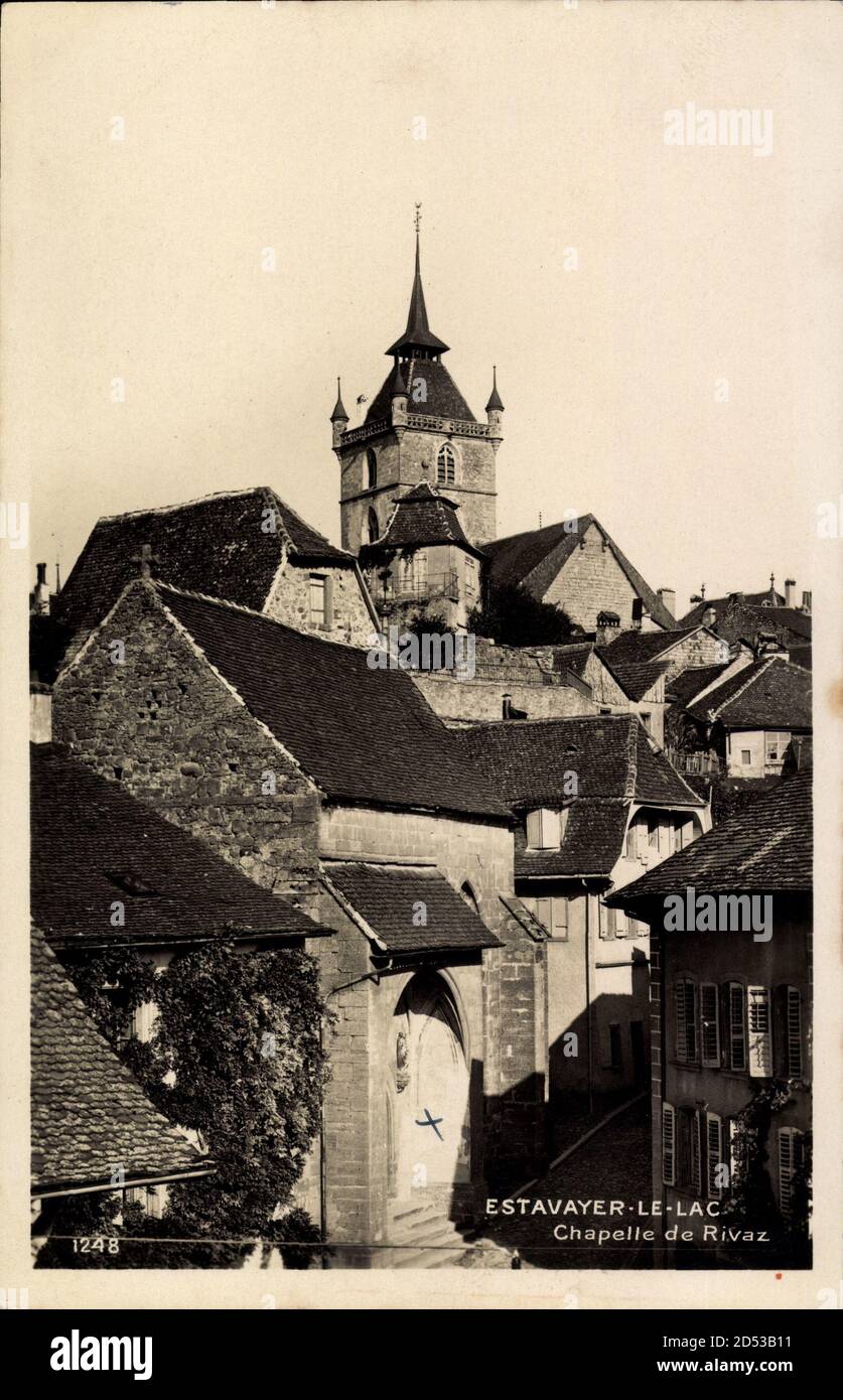 Estavayer le Lac Kanton Freiburg, Chapelle de Rivaz, Ortschaft mit ...