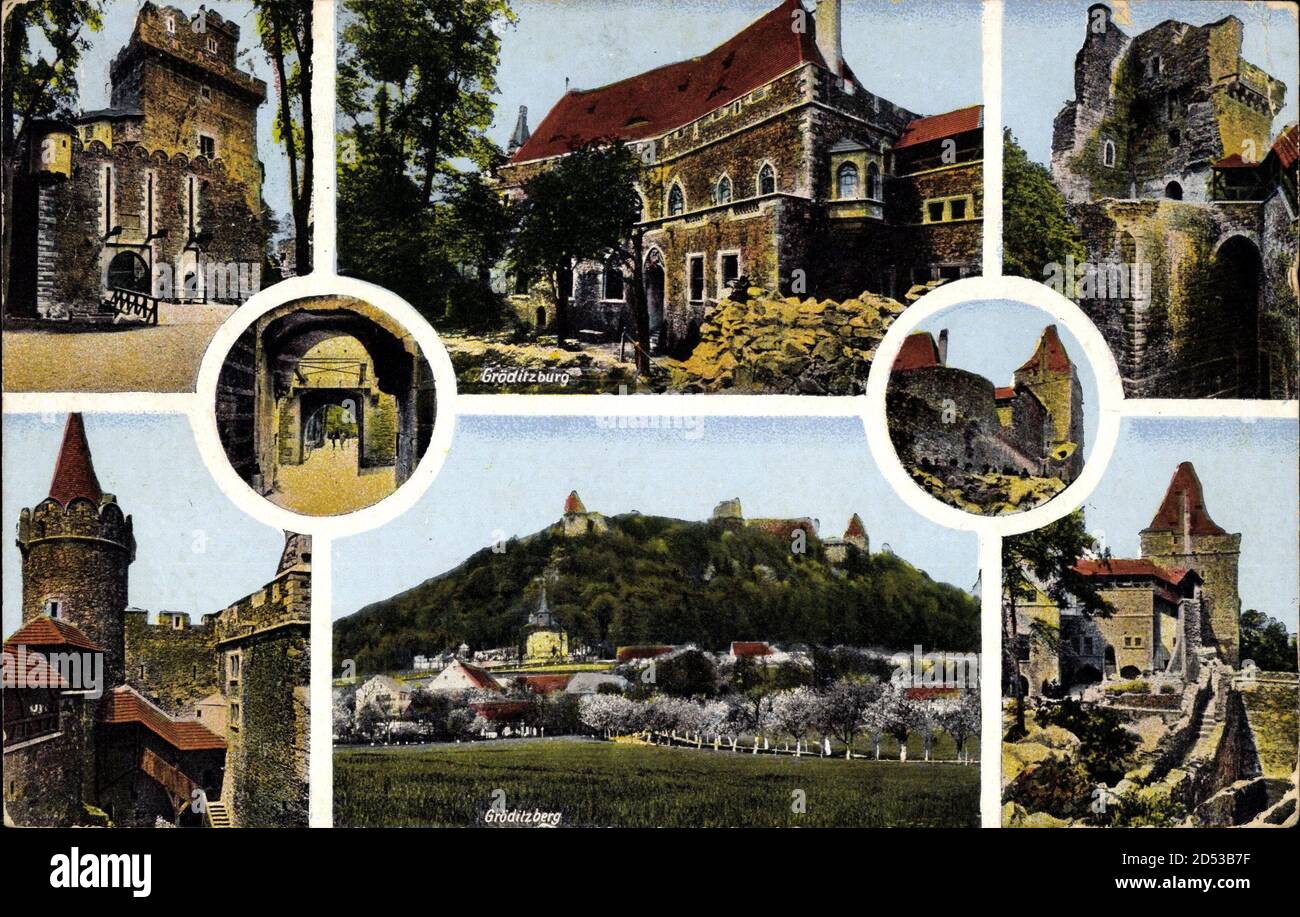 Zagrodno Adelsdorf Schlesien, Gröditzburg, Herzog Friedrich I. von ...