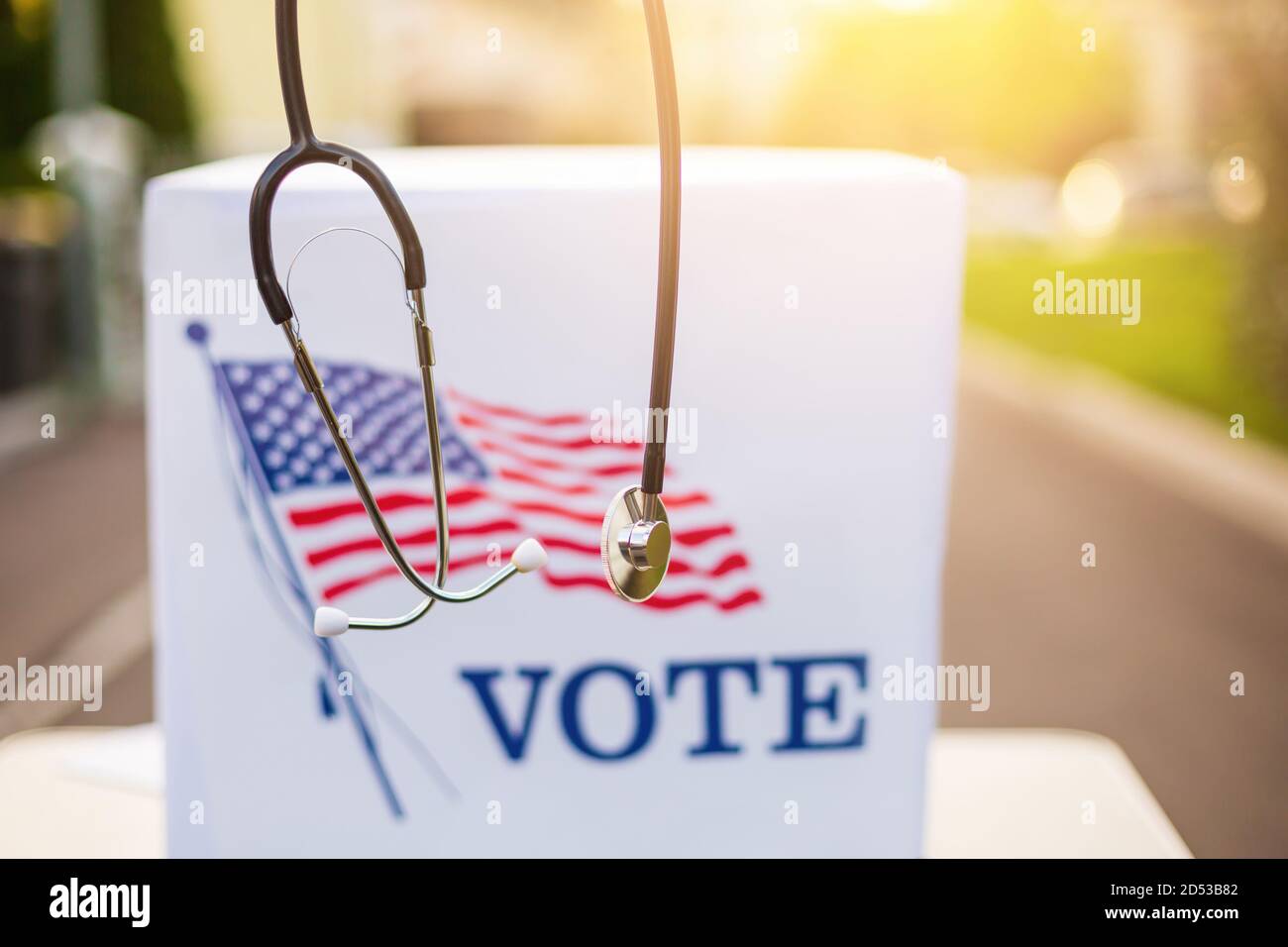 Stetoscope on ballot box for american presidential elections Stock ...