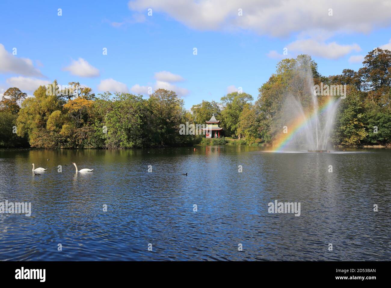 Autumn colours around the West Boating Lake, in Hackney, east London ...