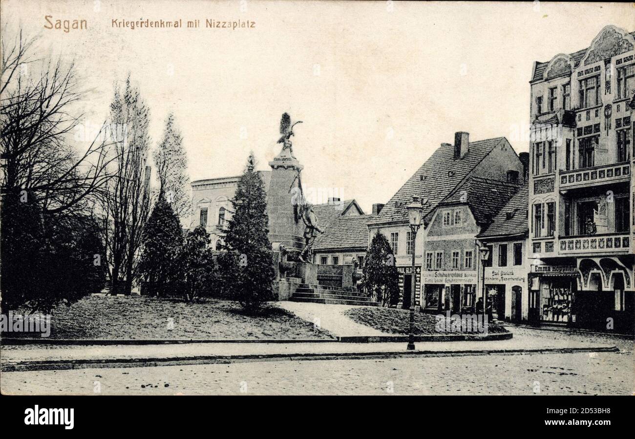 ?aga? Sagan Schlesien, Kriegerdenkmal mit Nizzaplatz | usage worldwide ...